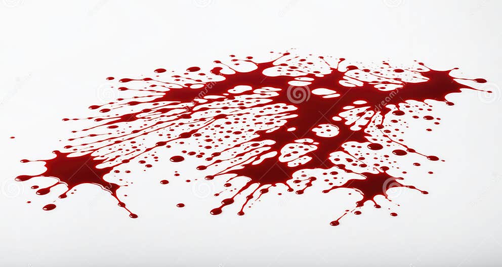 Red Liquid Splatter Spreading Across a White Background, Creating a ...