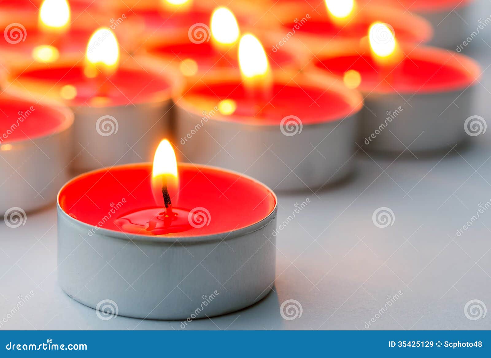 Red lit tea lights stock image. Image of peace, candlelight - 35425129