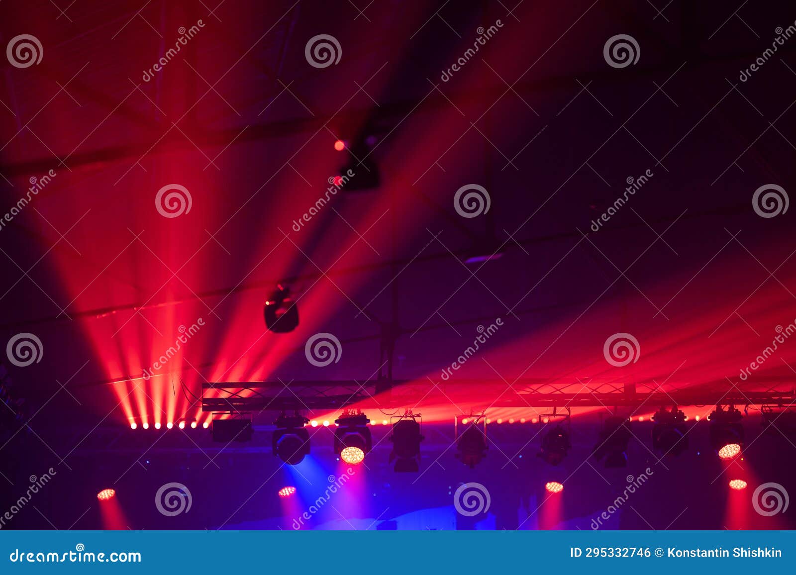 Red-lit Venue with Beams - Concert Lighting Stock Photo - Image of ...
