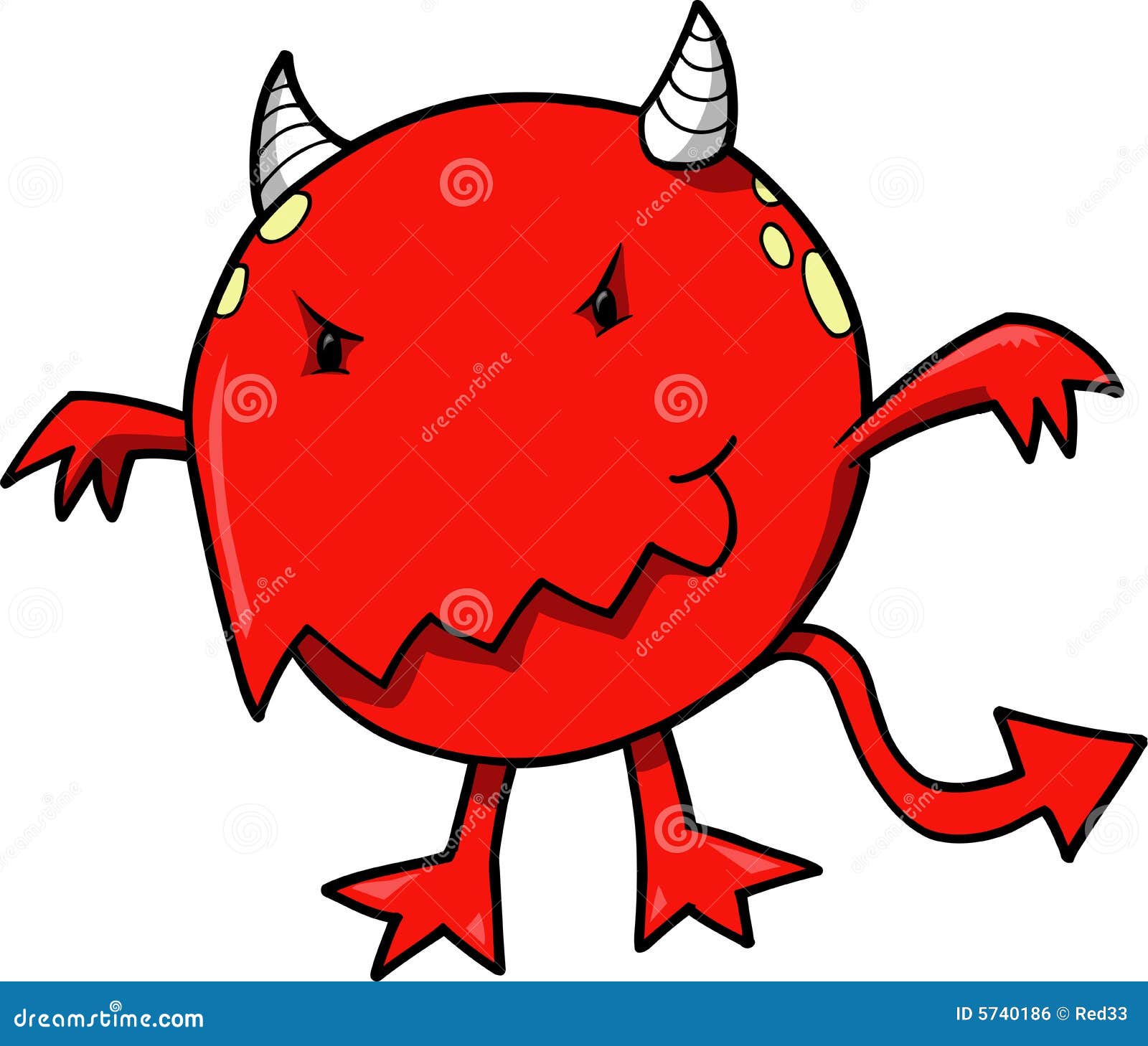 Little Red Devil Cartoon In Flames, Cartoon, Cute, Red Tones. Royalty ...