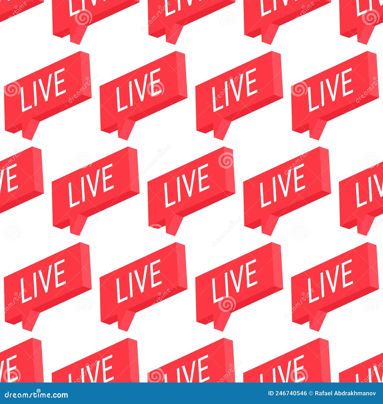 Red Live. Isometric 3d Vector Button. Internet Symbol Online ...