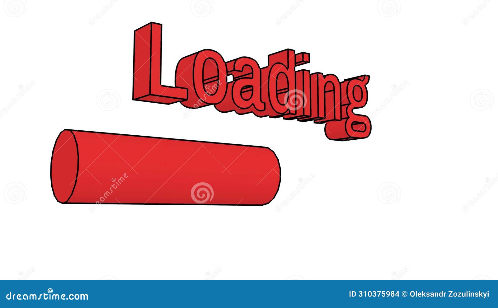 Red Loading Cartoon 3d Style on White Back 3d Stock Illustration ...