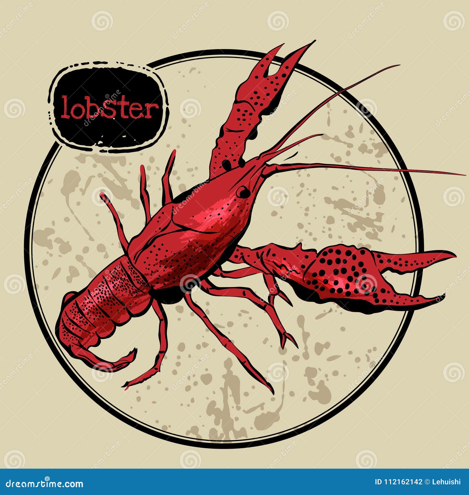 Red Lobster with Ink Brushed Style Stock Vector - Illustration of ...