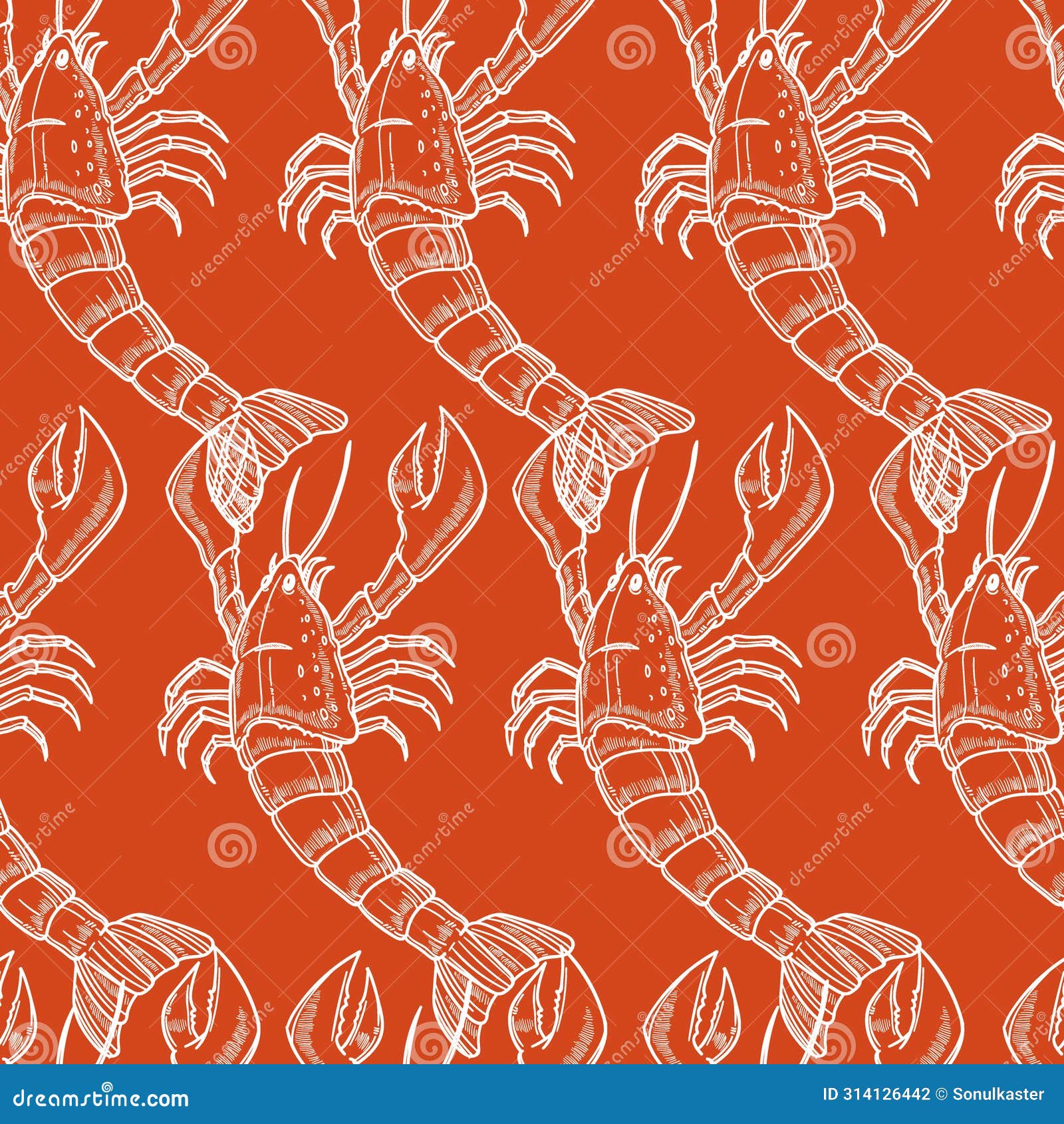 Red Lobster Seamless Pattern Stock Illustration - Illustration of ...