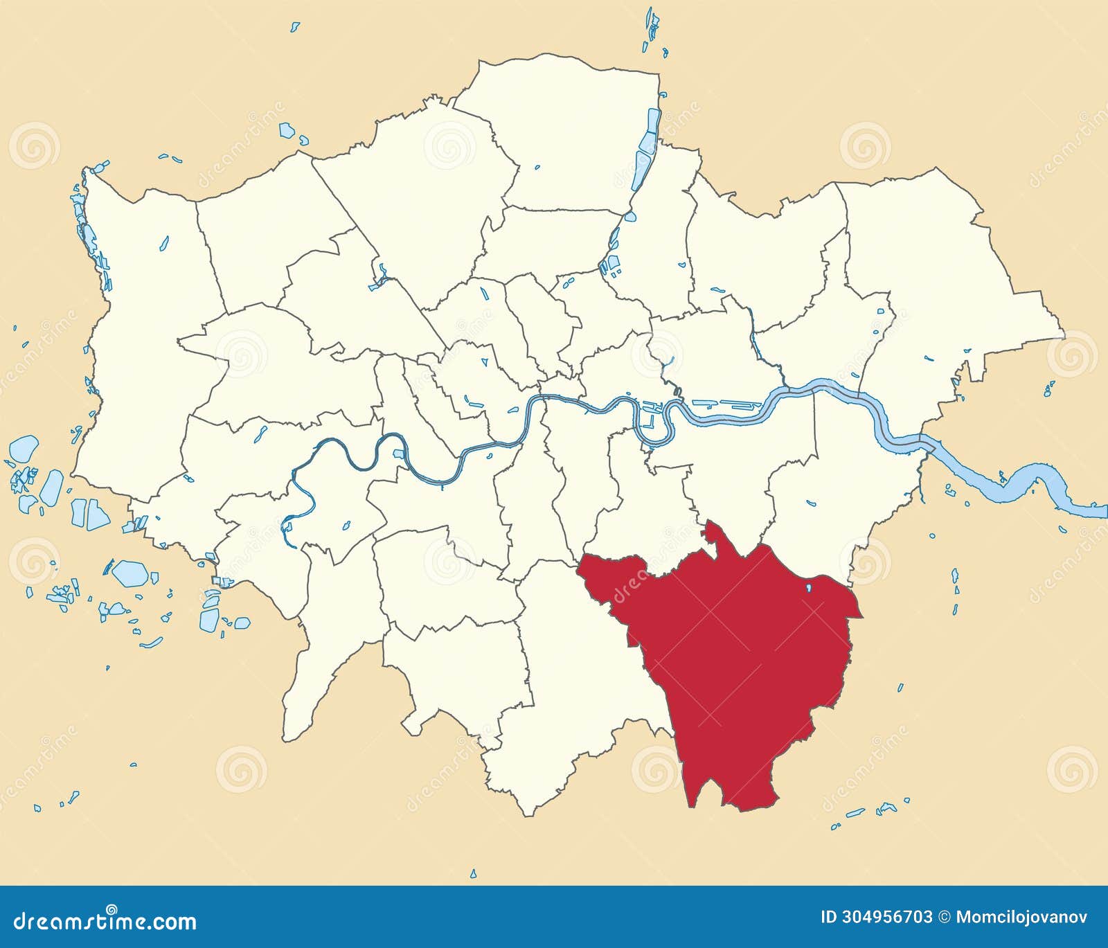 Red Location Map of the BOROUGH of BROMLEY, LONDON Stock Illustration ... Red Location Map of the BOROUGH of BROMLEY, LONDON Stock Illustration ...