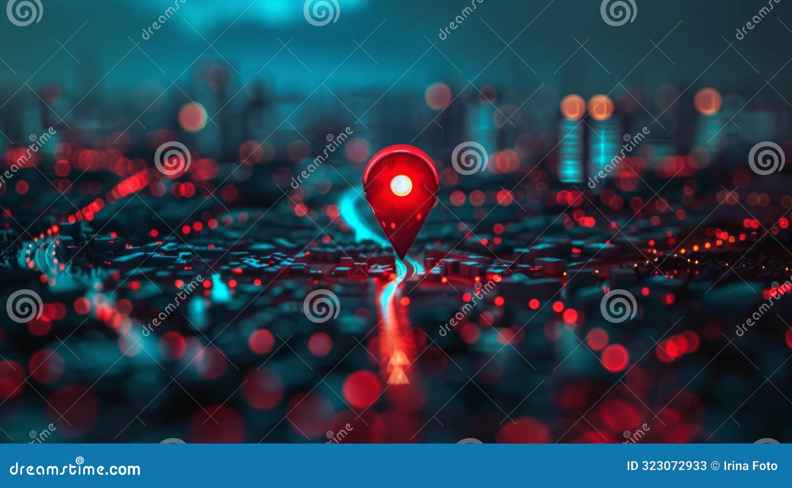 Red Location Marker on a Night City Map in Light Colors Stock Image ...