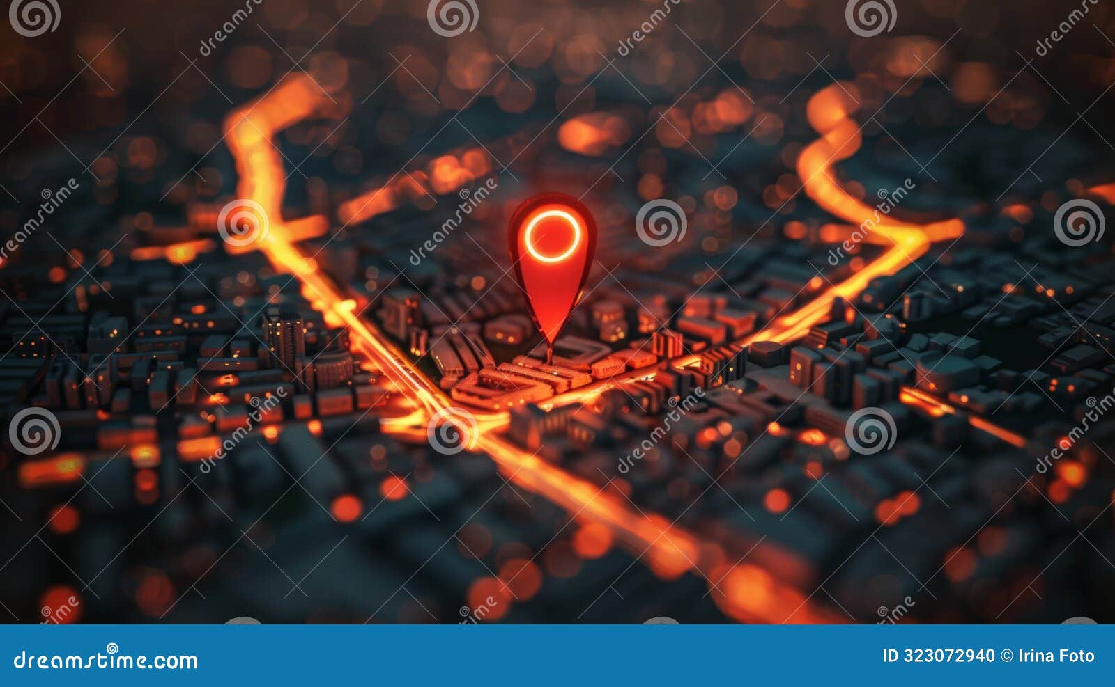 Red Location Marker on a Night City Map in Light Colors Stock Photo ...