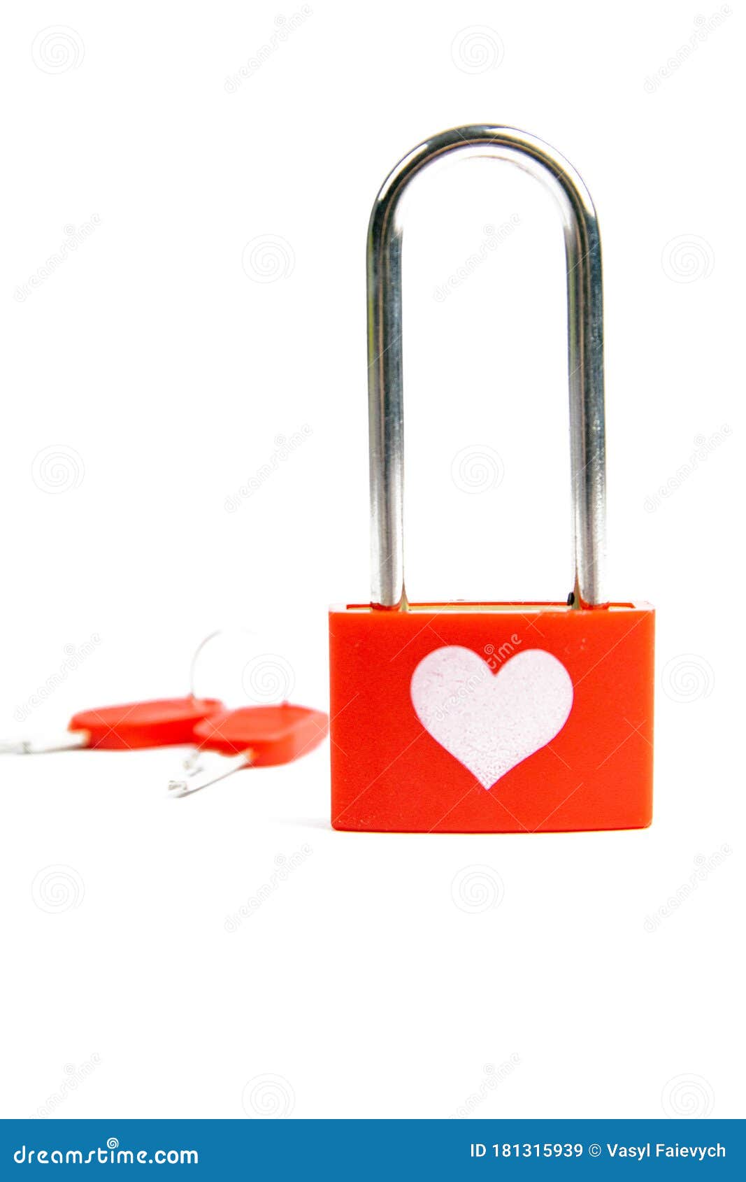 Red Lock with Drawing Heart and Key Isolated on White Background Stock ...