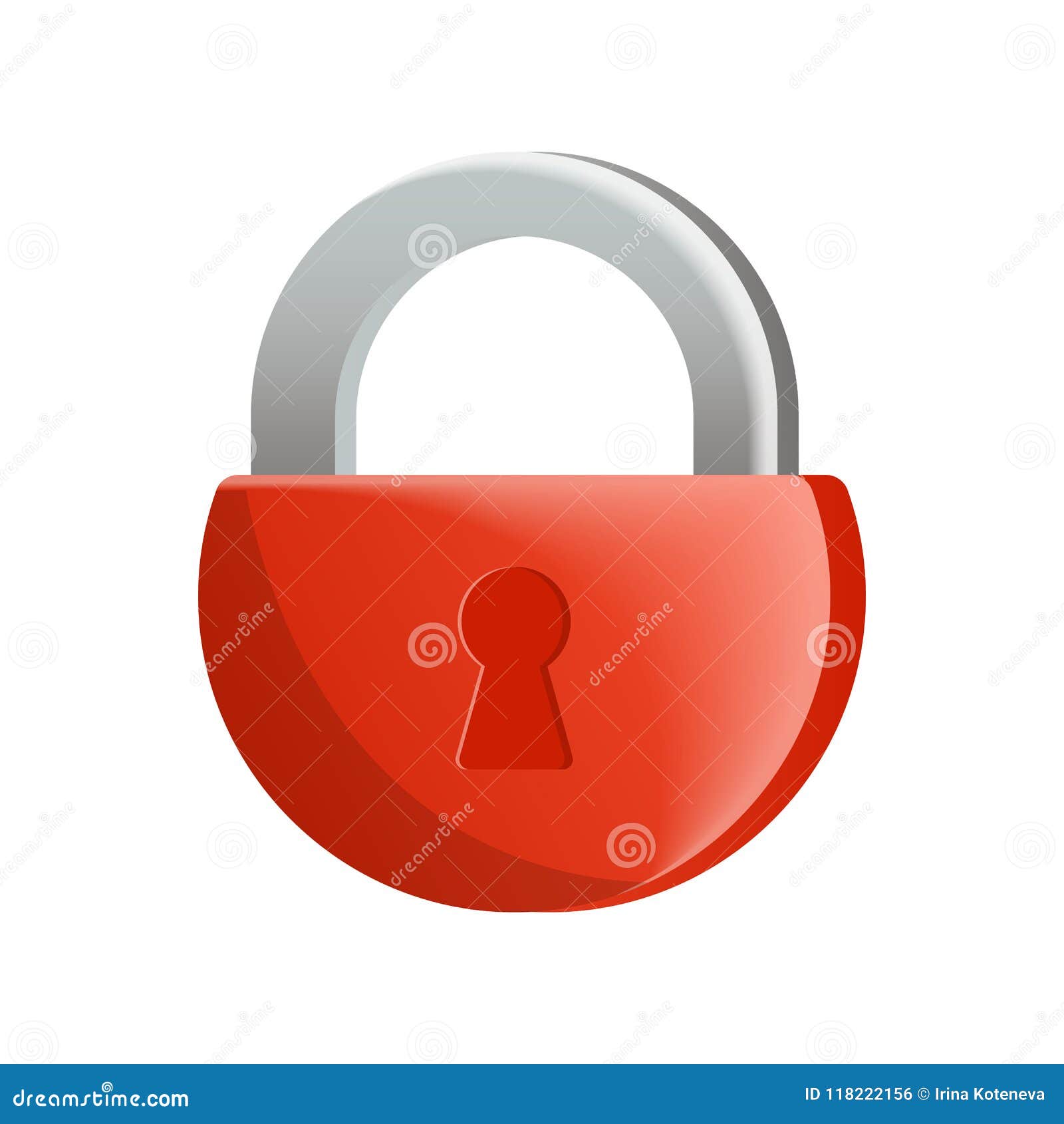 Red Lock Icon in Flat Design Stock Illustration - Illustration of ...