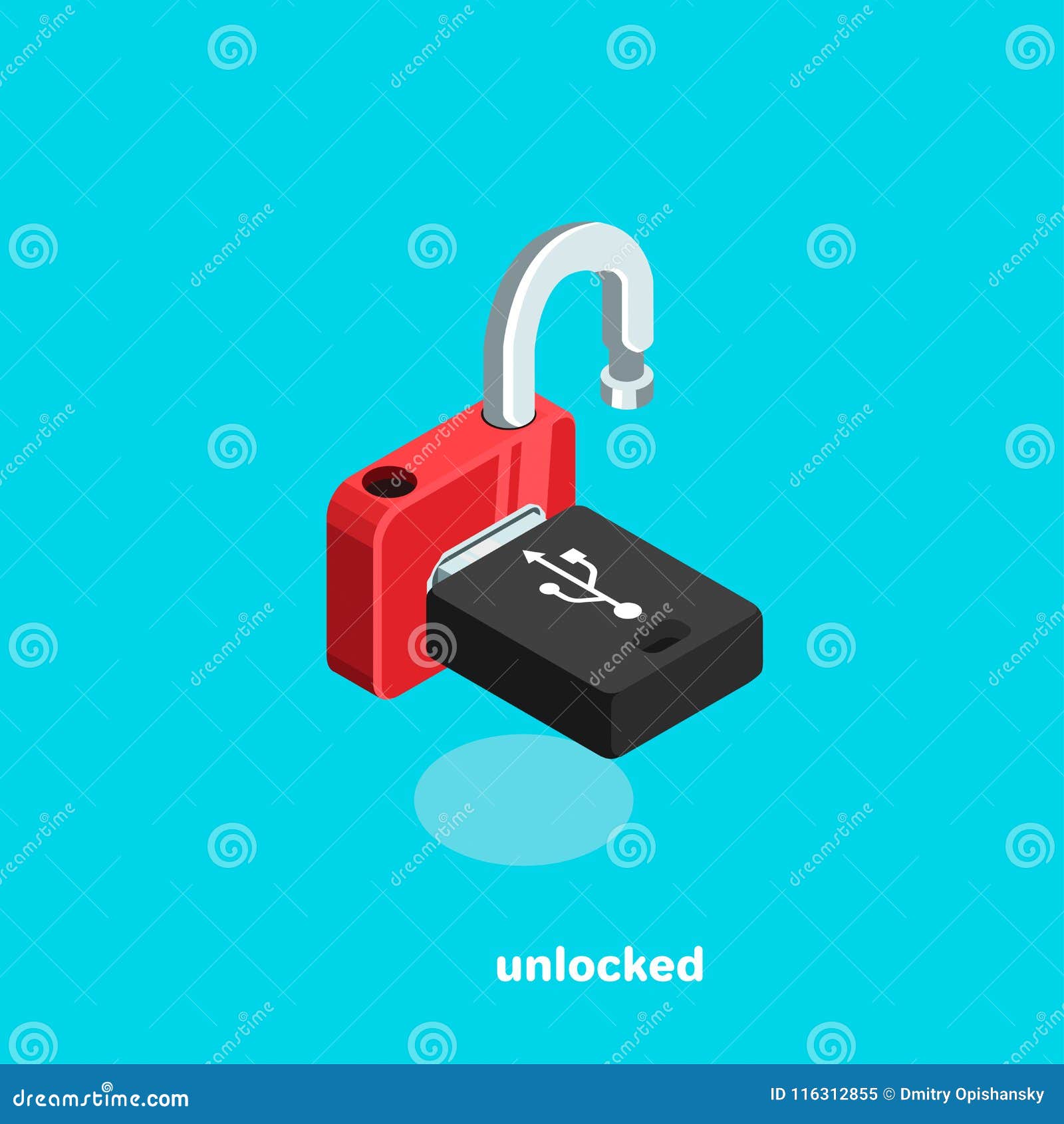Red Lock and Key Flash Drive Stock Vector - Illustration of backup ...