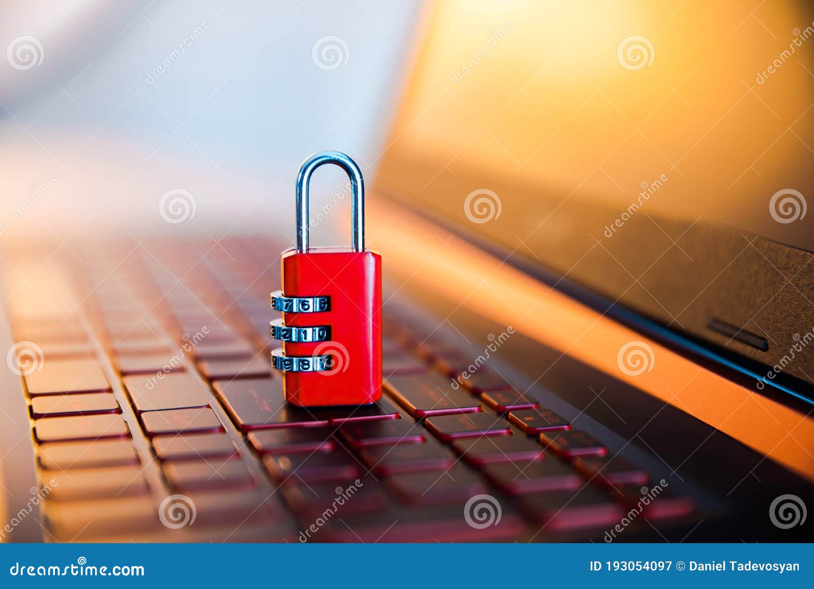 Red lock on keyboard stock image. Image of laptop, button - 193054097