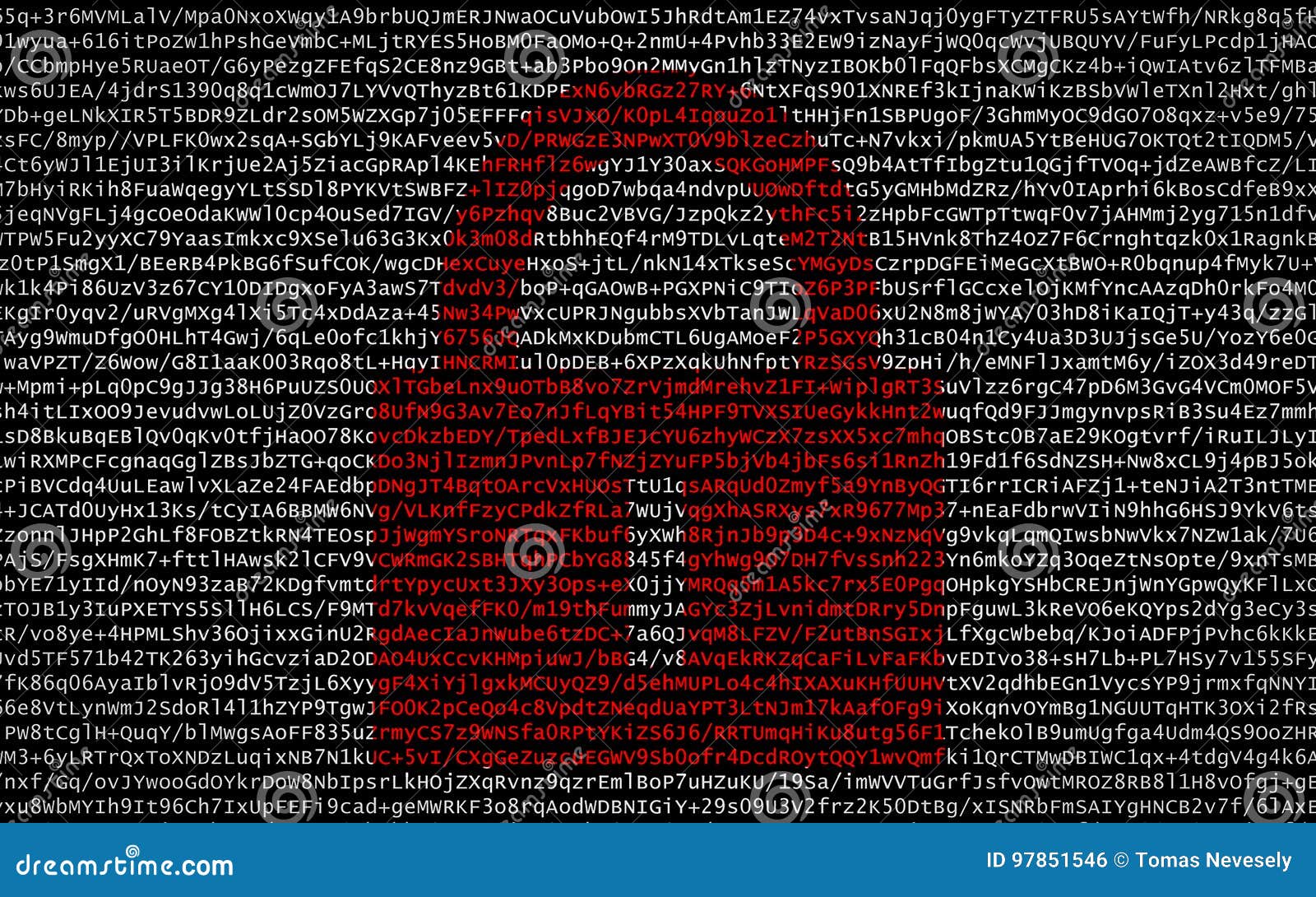 Red Lock Over Encrypted Text Stock Illustration - Illustration of data ...