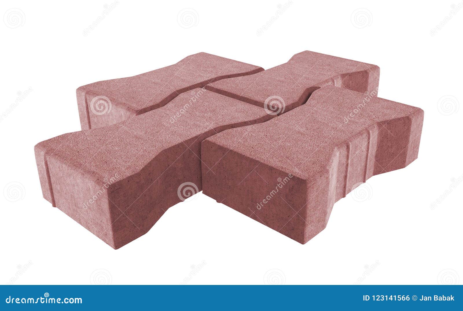Red Lock Paving Bricks. Isolated on White Background Stock Illustration ...