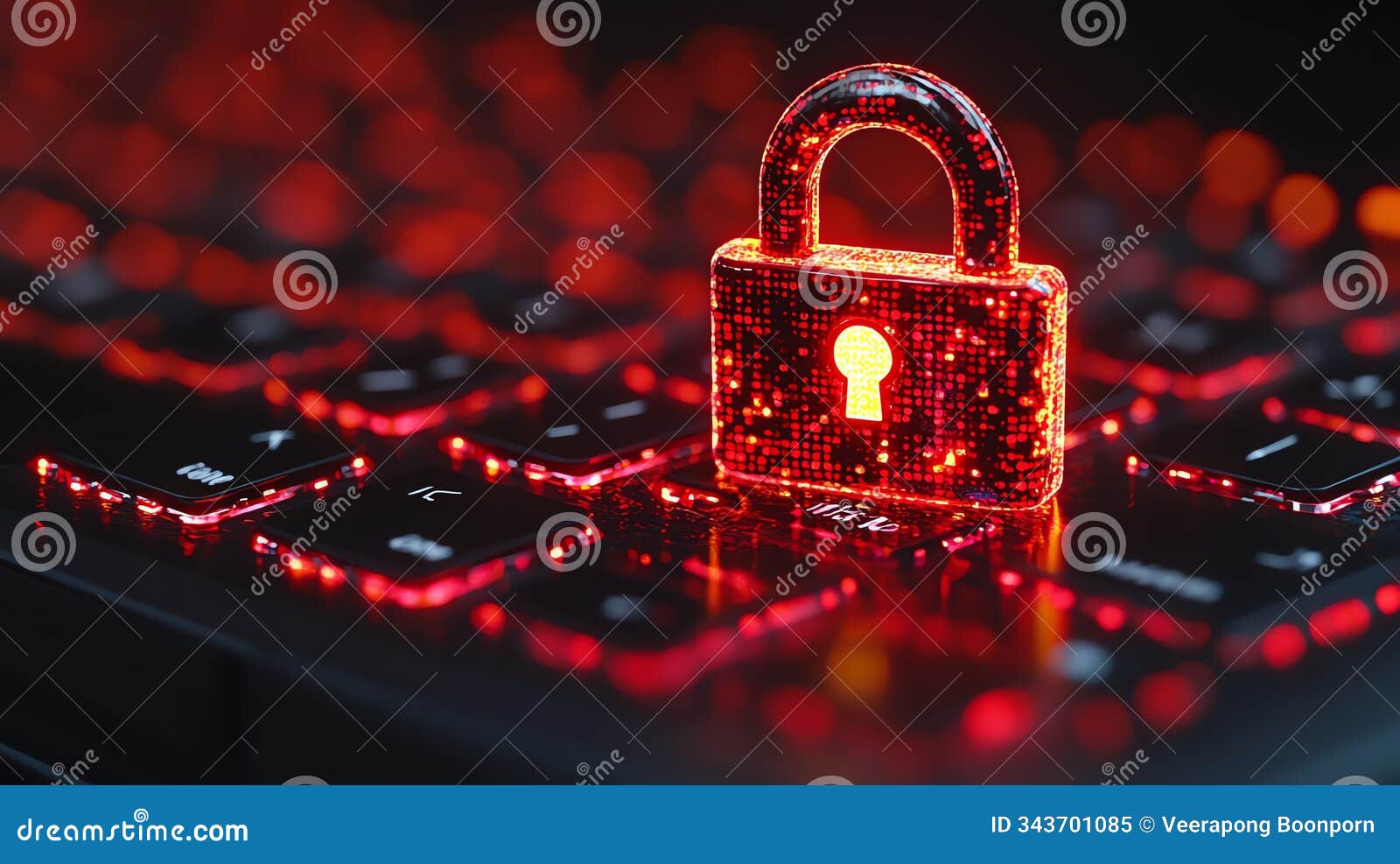 Red Lock Symbol on a Keyboard, Representing Digital Security, White ...