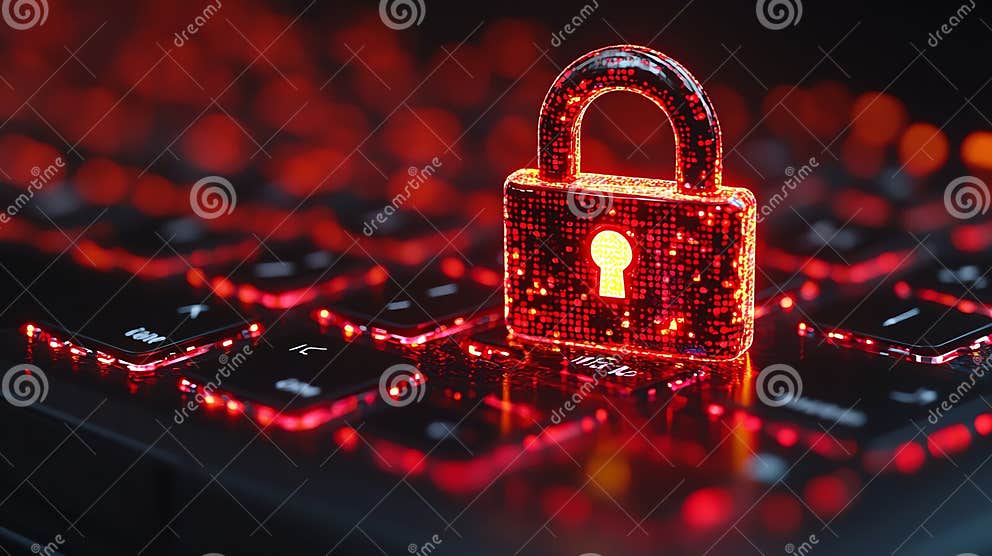 Red Lock Symbol on a Keyboard, Representing Digital Security, White ...
