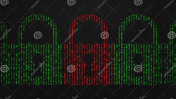 Red Lock Warning of the Danger of Computer Virus Invasion Stock ...