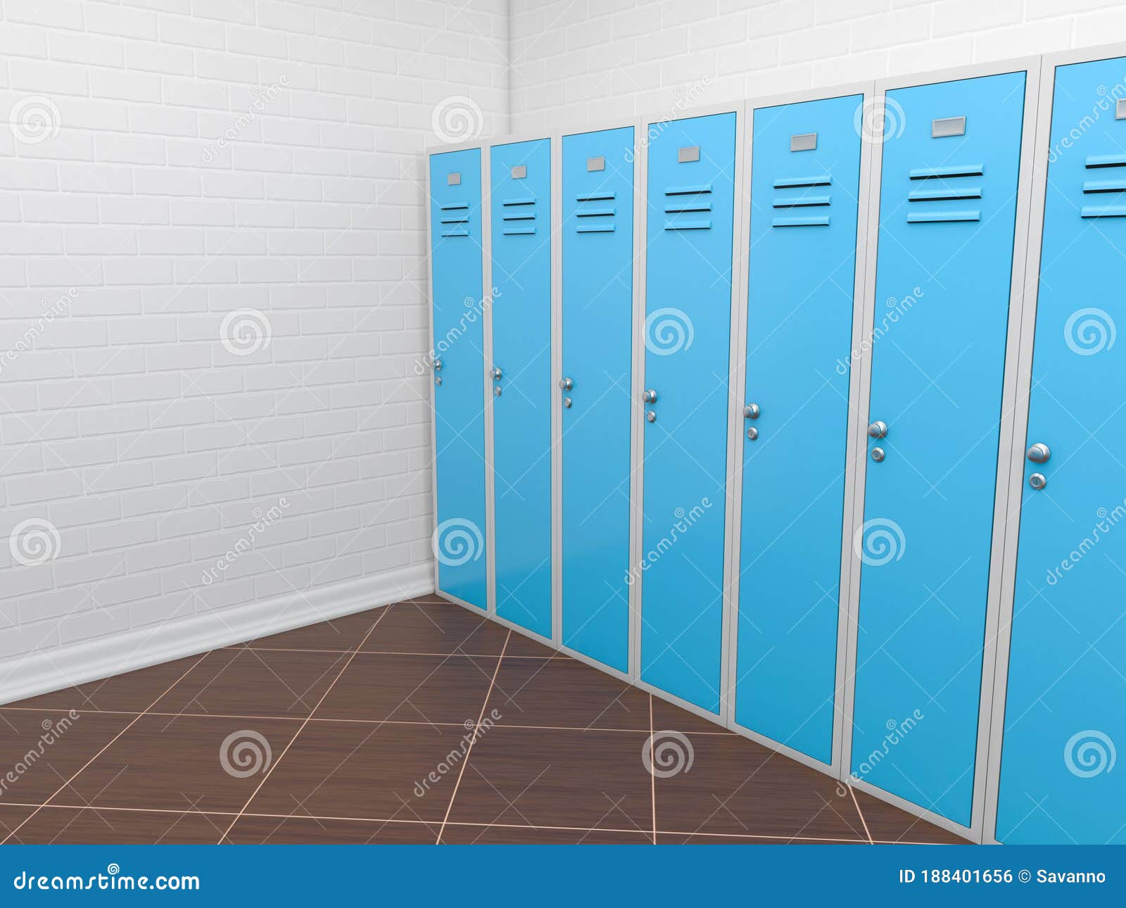 Red lockers in empty room stock illustration. Illustration of safe ...