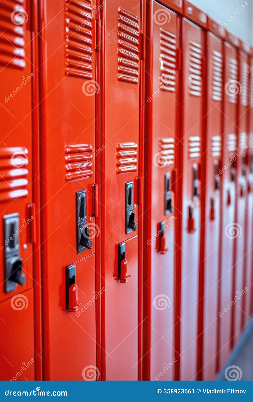 Red Lockers stock image. Image of institutional, personal - 358923661