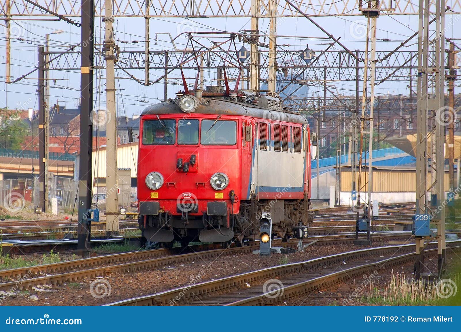 Red locomotive stock photo. Image of tracks, passengers - 778192