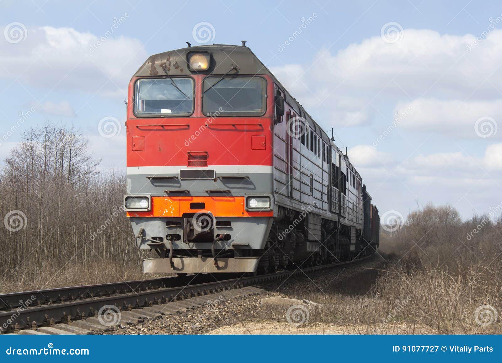 The red locomotive stock image. Image of travel, diesel - 91077727