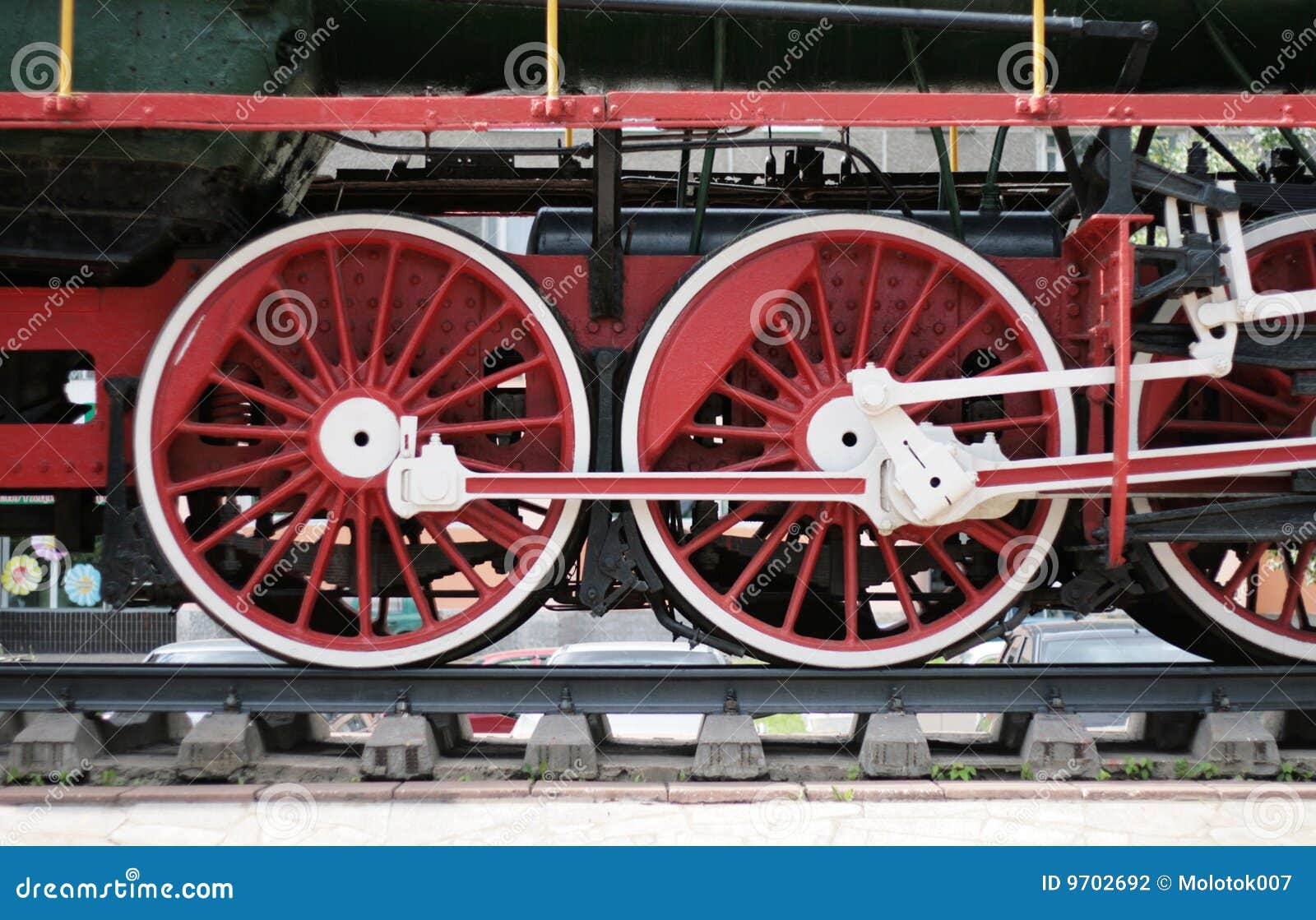 Red locomotive wheels stock photo. Image of engine, transport - 9702692