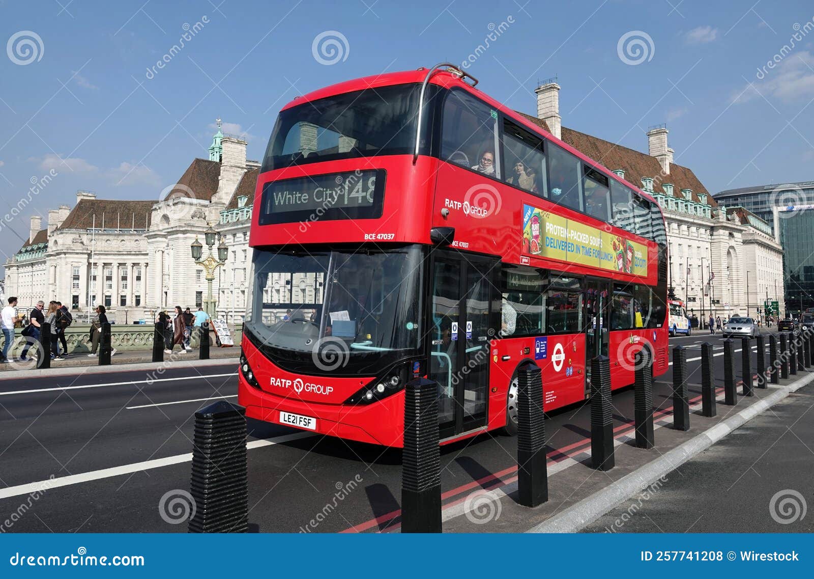 Red London Bus on Westminster Bridge, London Editorial Stock Photo ...