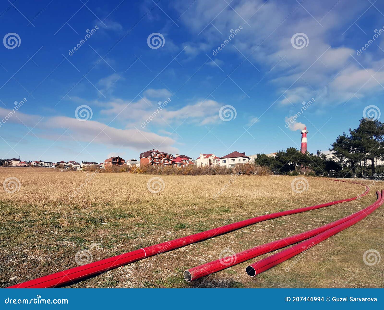 Red long pipes stock photo. Image of farm, pipeline - 207446994