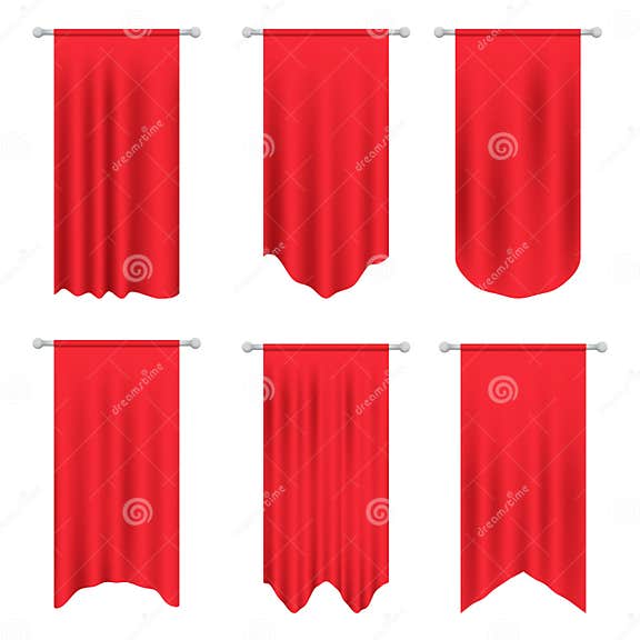 Red Long Sport Advertising Pennants Banners Samples Pennant Flag Set Vector Stock Vector