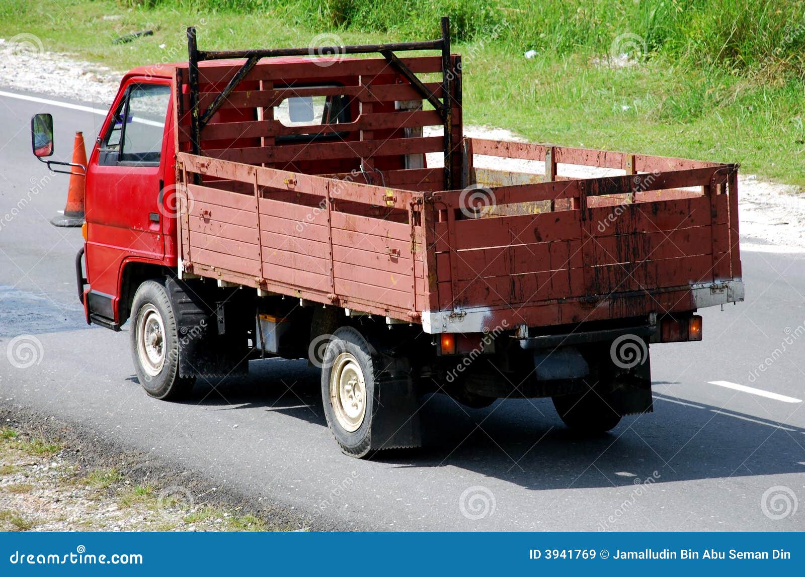 Red lorry stock image. Image of delivery, black, road - 3941769