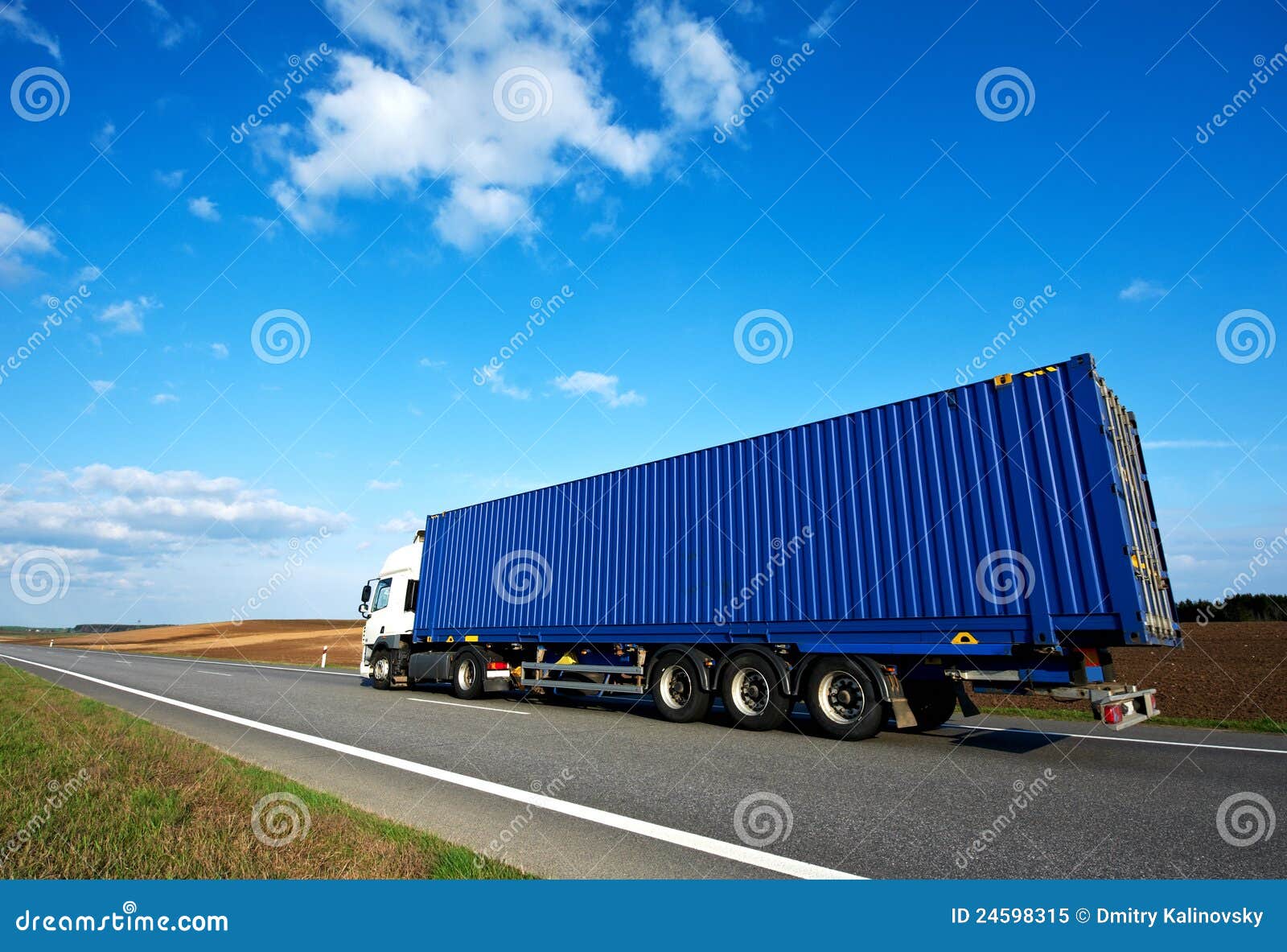 Red Lorry with Grey Trailer Over Blue Sky Stock Image - Image of ...
