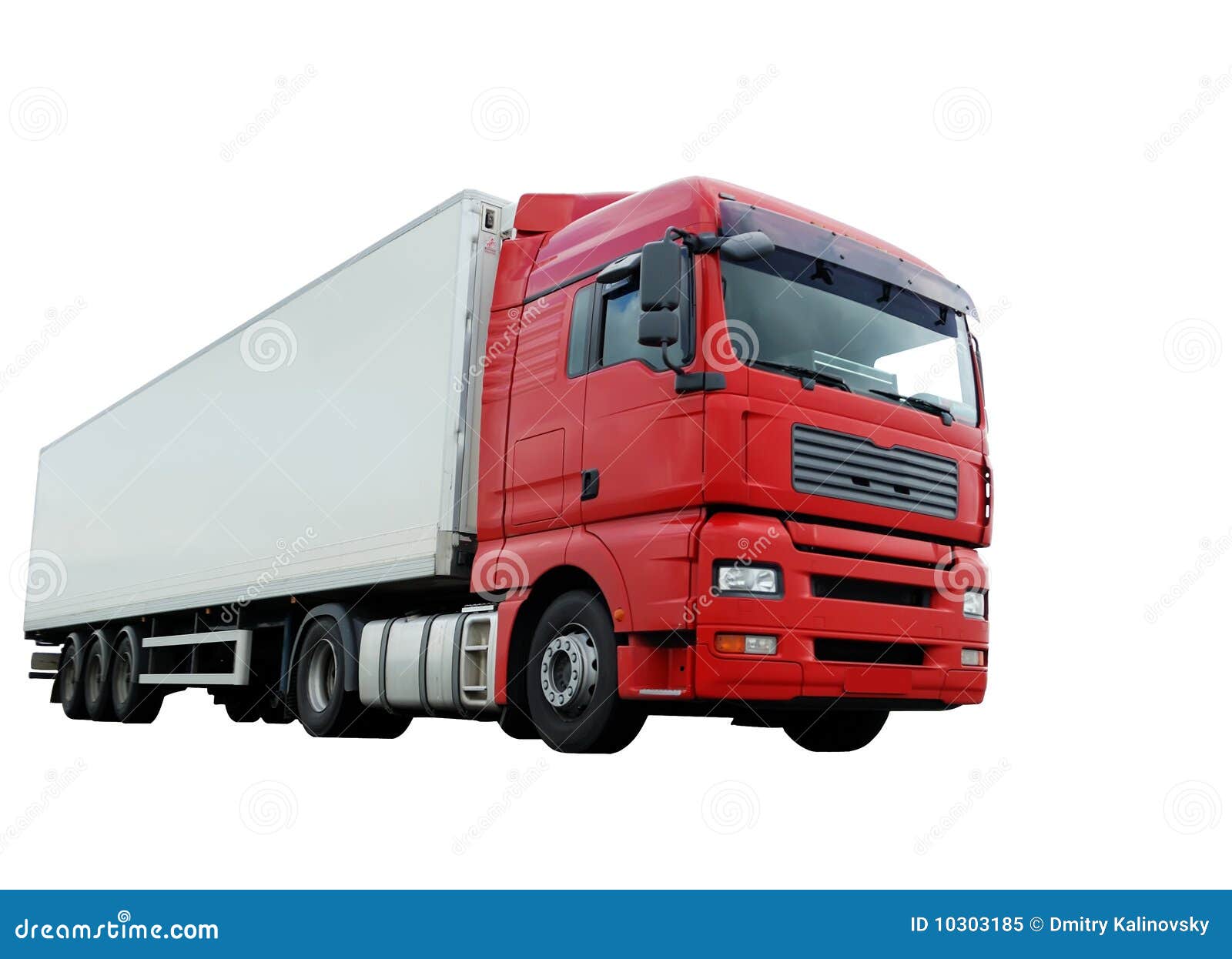 Red Lorry with White Trailer Over White Stock Image - Image of hauler ...