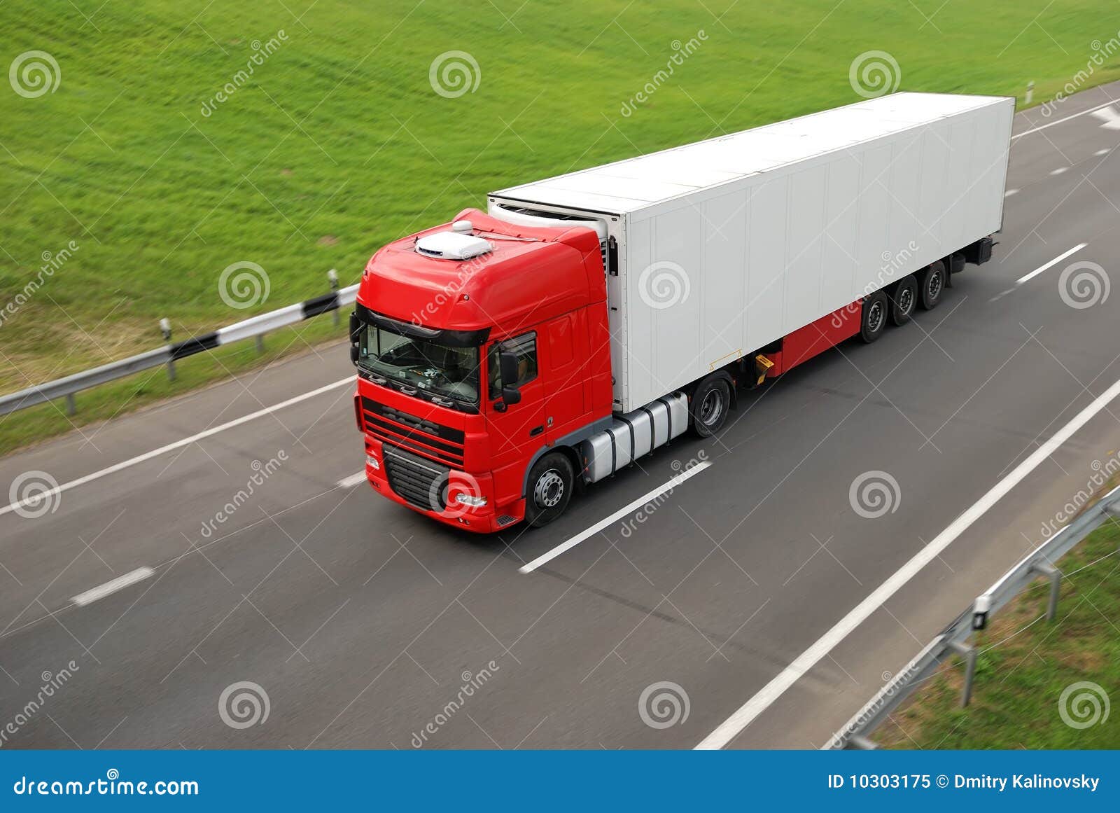 Red Lorry with Whiter Trailer (upper View) Stock Image - Image of ...
