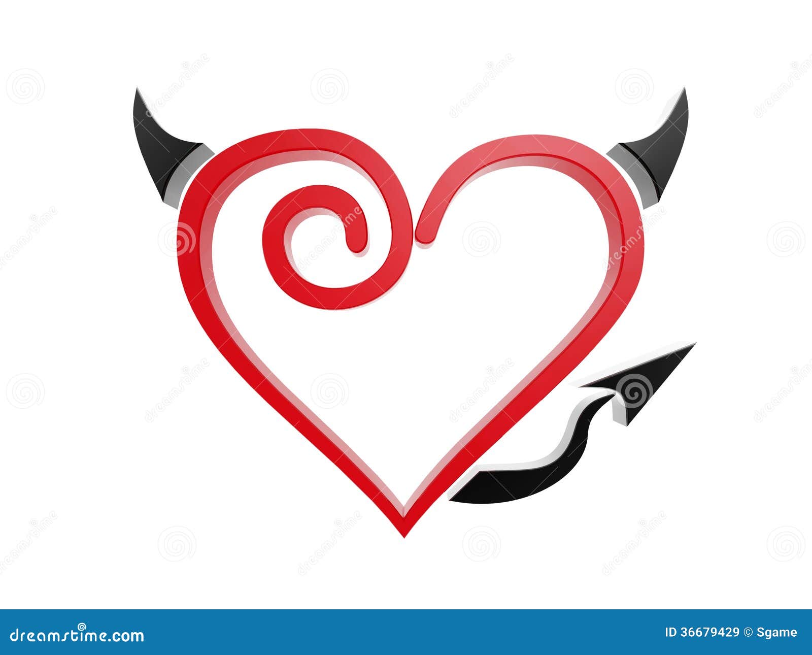 Red Love Heart Devil Symbol Stock Illustration - Illustration of spin ...