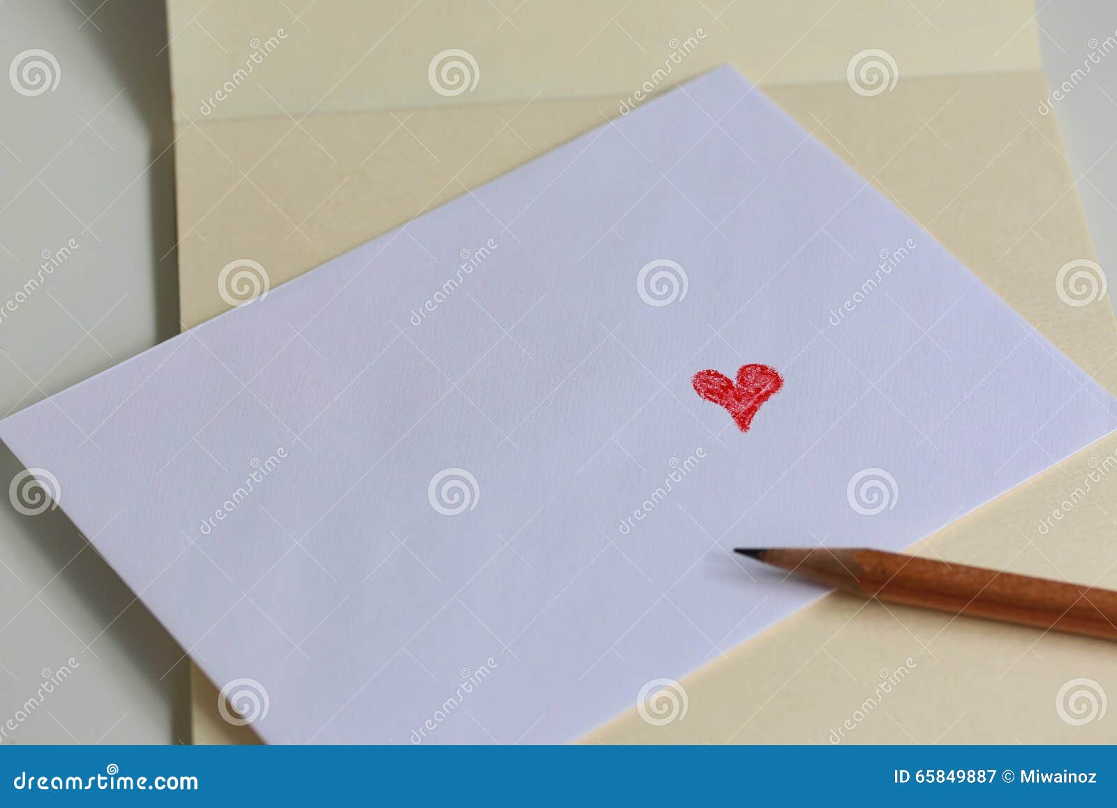Red Love Heart on White Envelope Stock Image - Image of studioshot ...