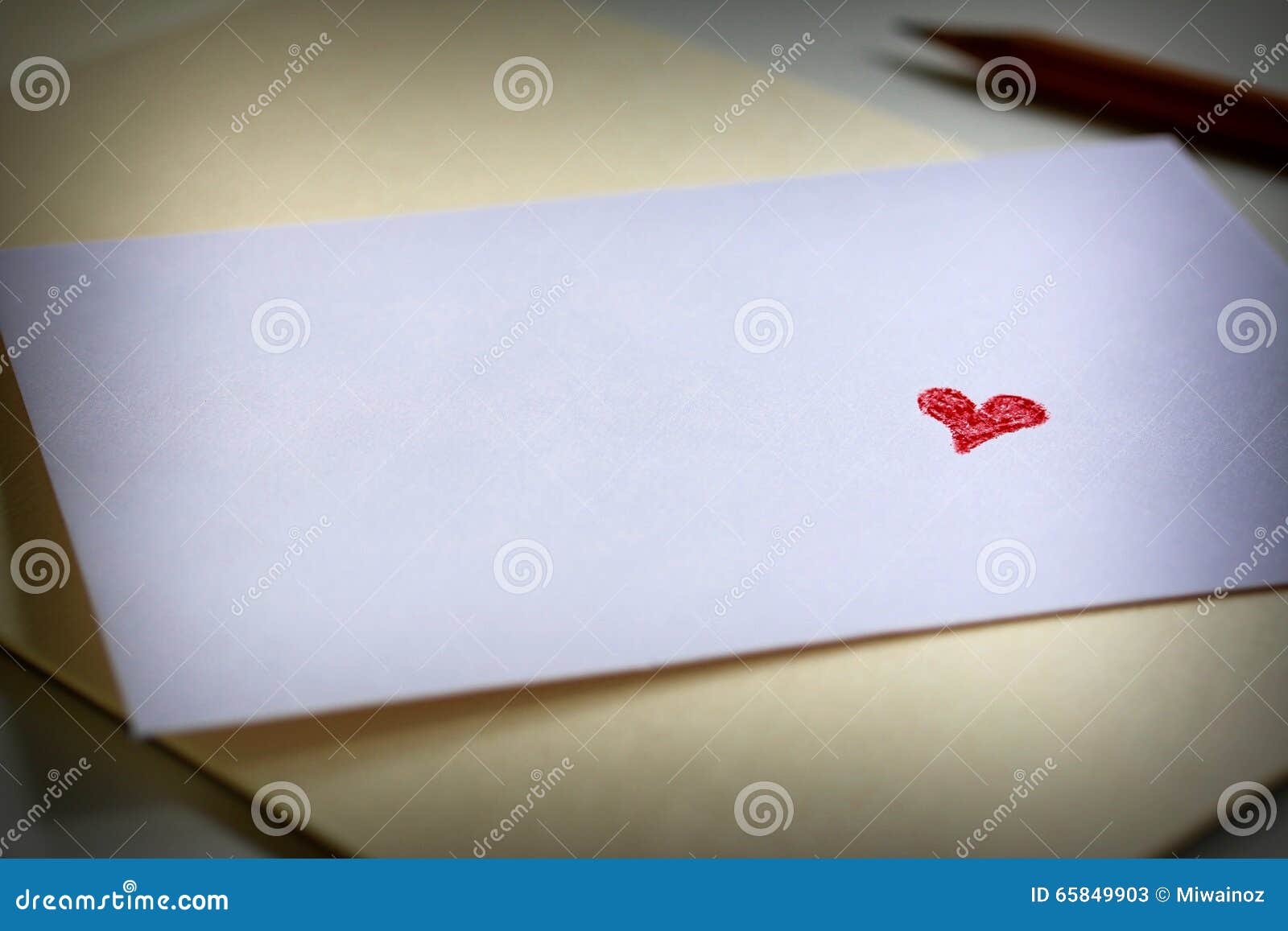 Red Love Heart on White Envelope Stock Image - Image of stationary ...
