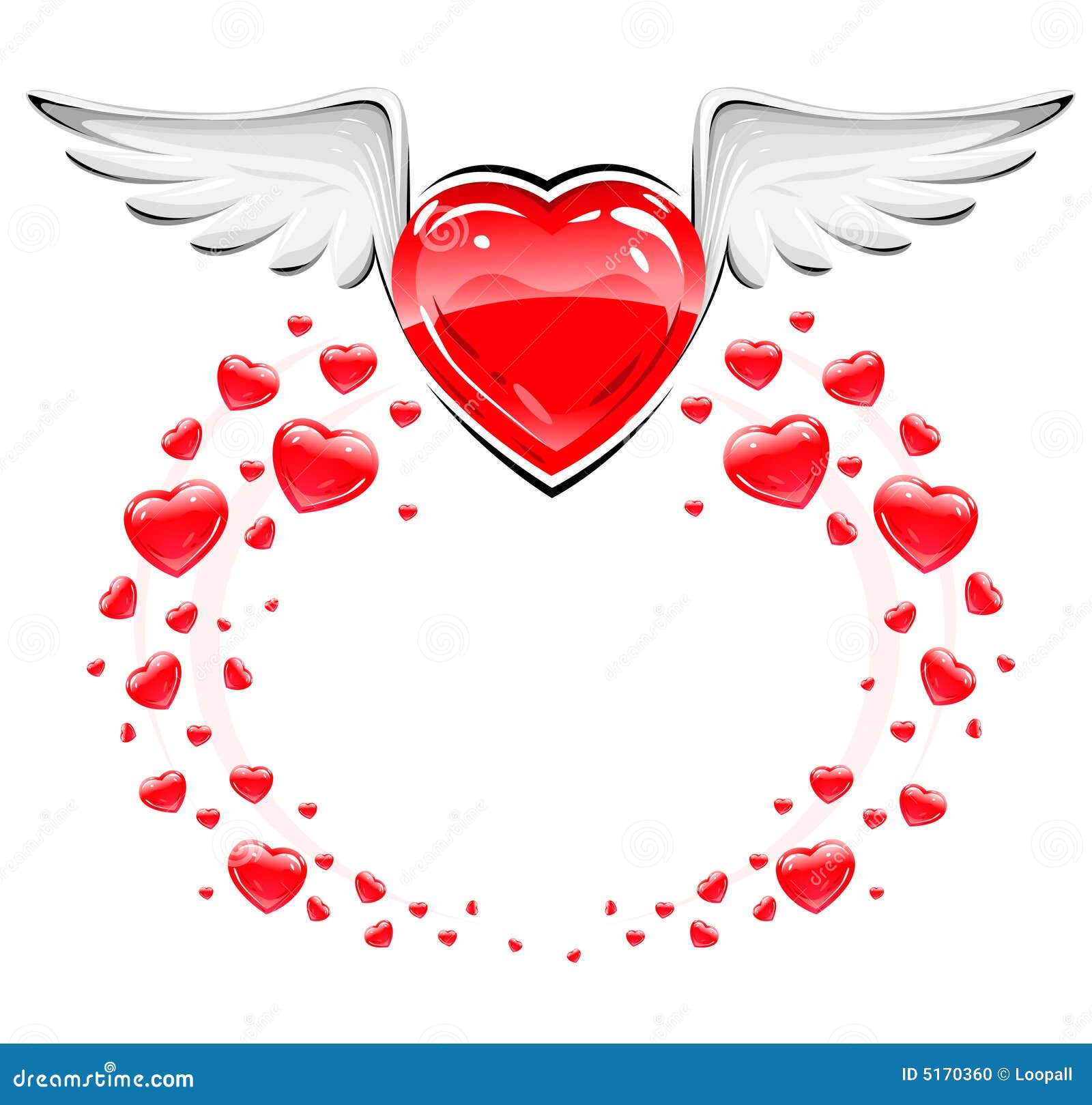 Red Love Heart with White Wings Flying Stock Vector - Illustration of ...