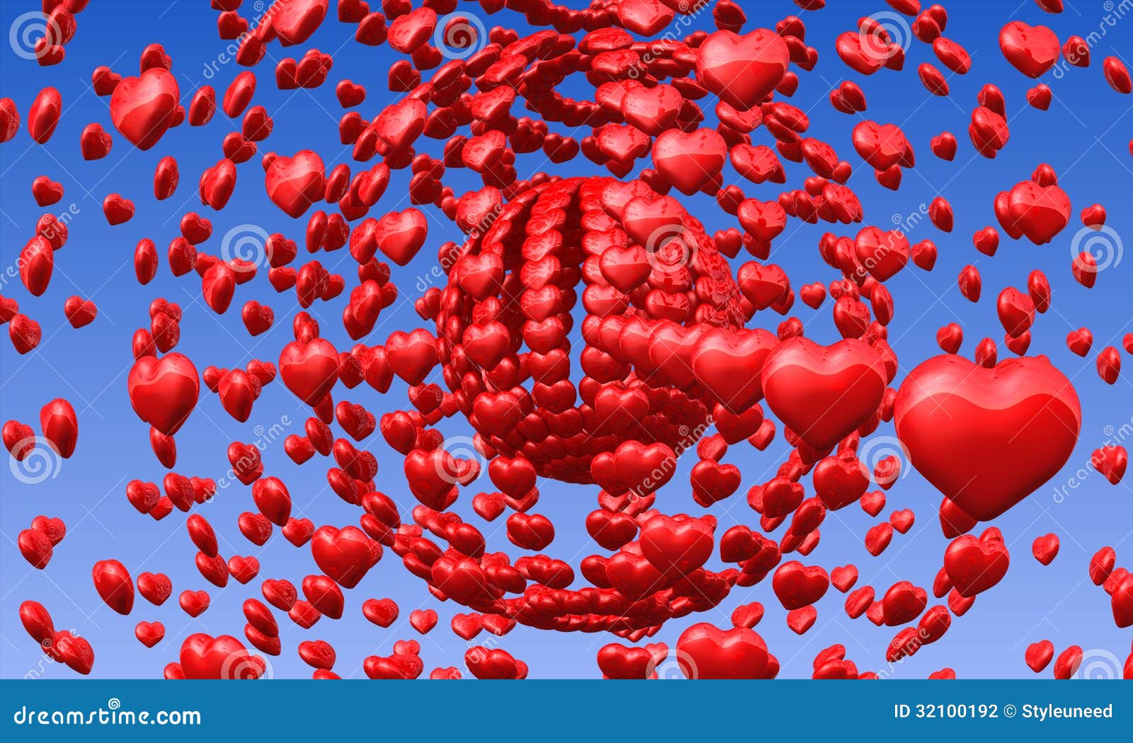 Red Love Hearts in Blue Sky Stock Photo - Image of three, affection ...