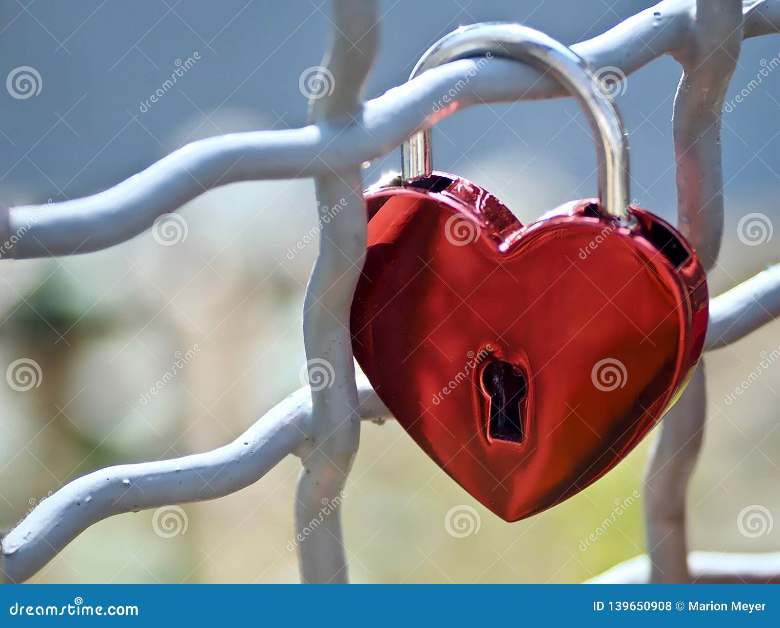 Red Love Lock in Form of a Heart Stock Photo - Image of keyhole ...