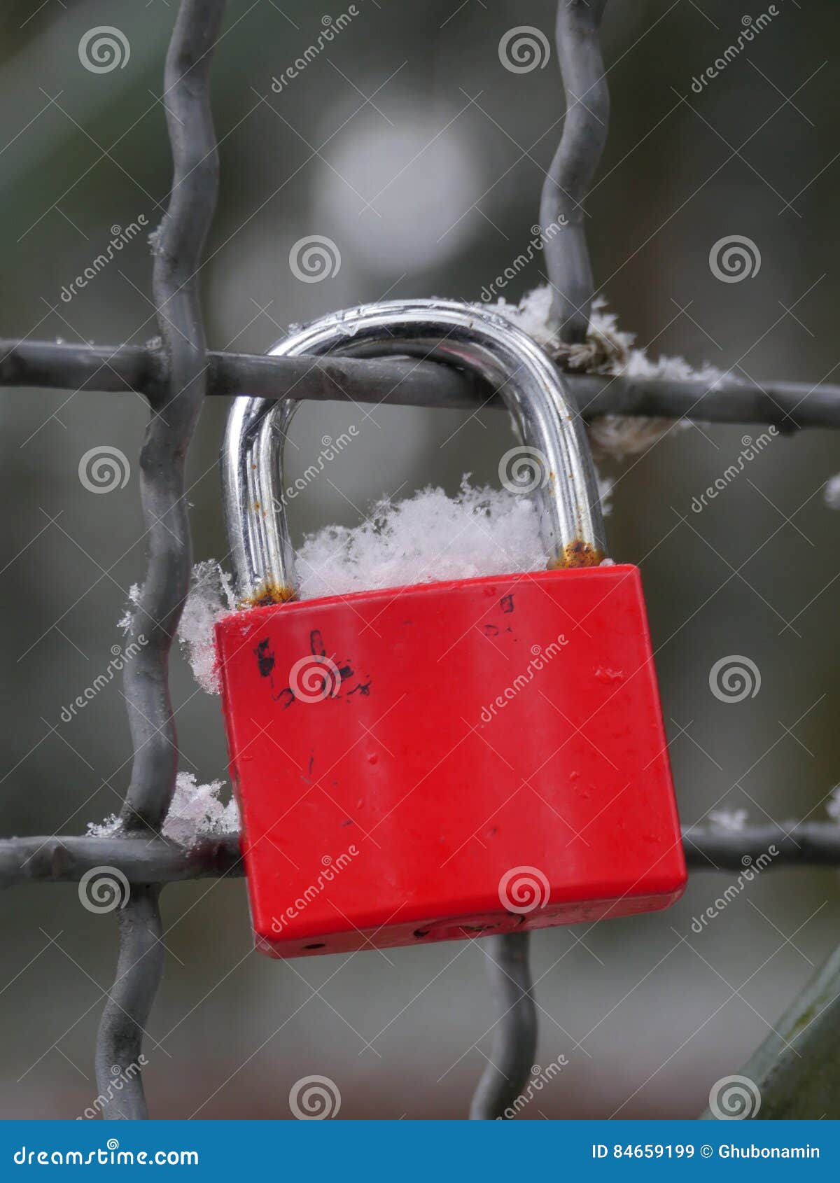 Red love lock in winter stock image. Image of love, ceremony - 84659199