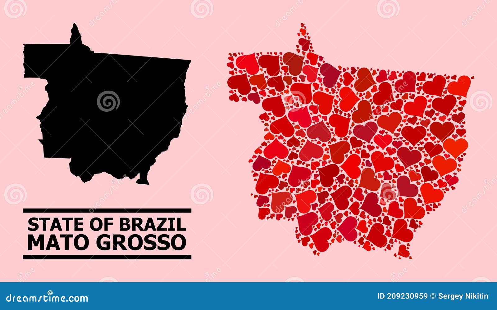 Red Lovely Collage Map of Mato Grosso State Stock Vector - Illustration ...