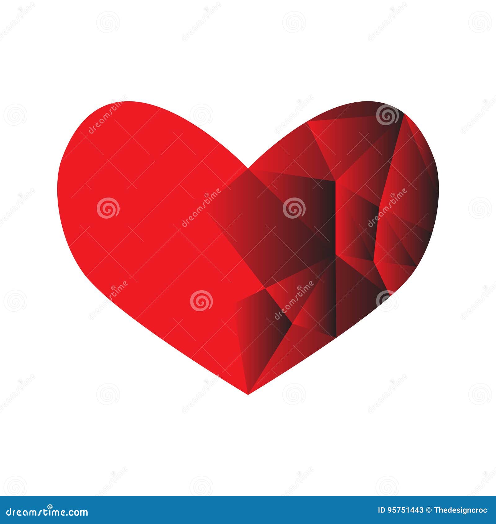 Red Low poly heart stock vector. Illustration of love - 95751443