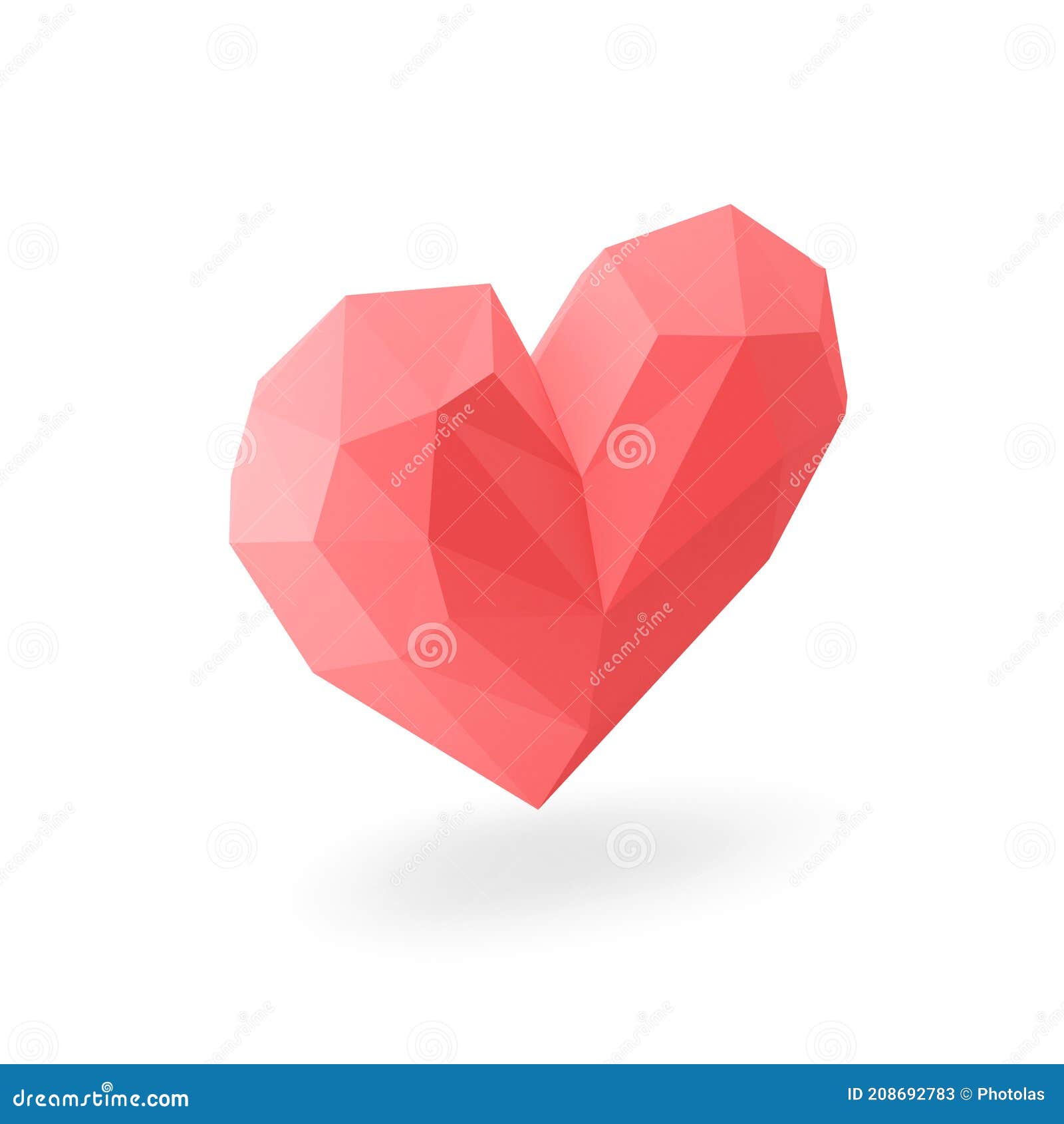 The Red Low-poly Heart Icon. 3D Rendering Stock Illustration ...