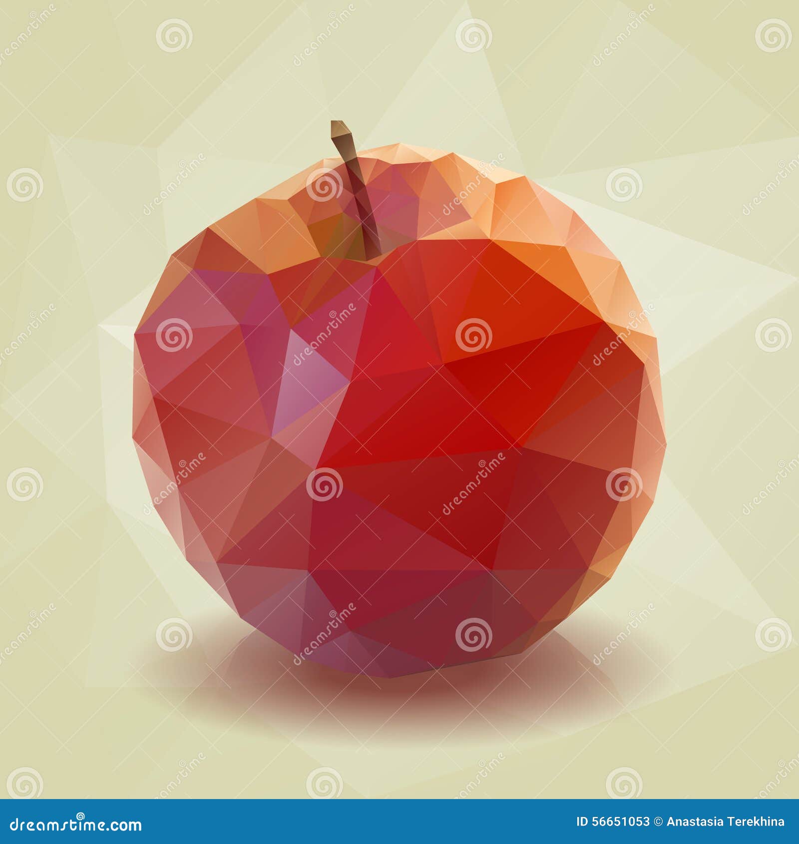 Red Low-poly Triangular Apple Stock Vector - Illustration of food ...