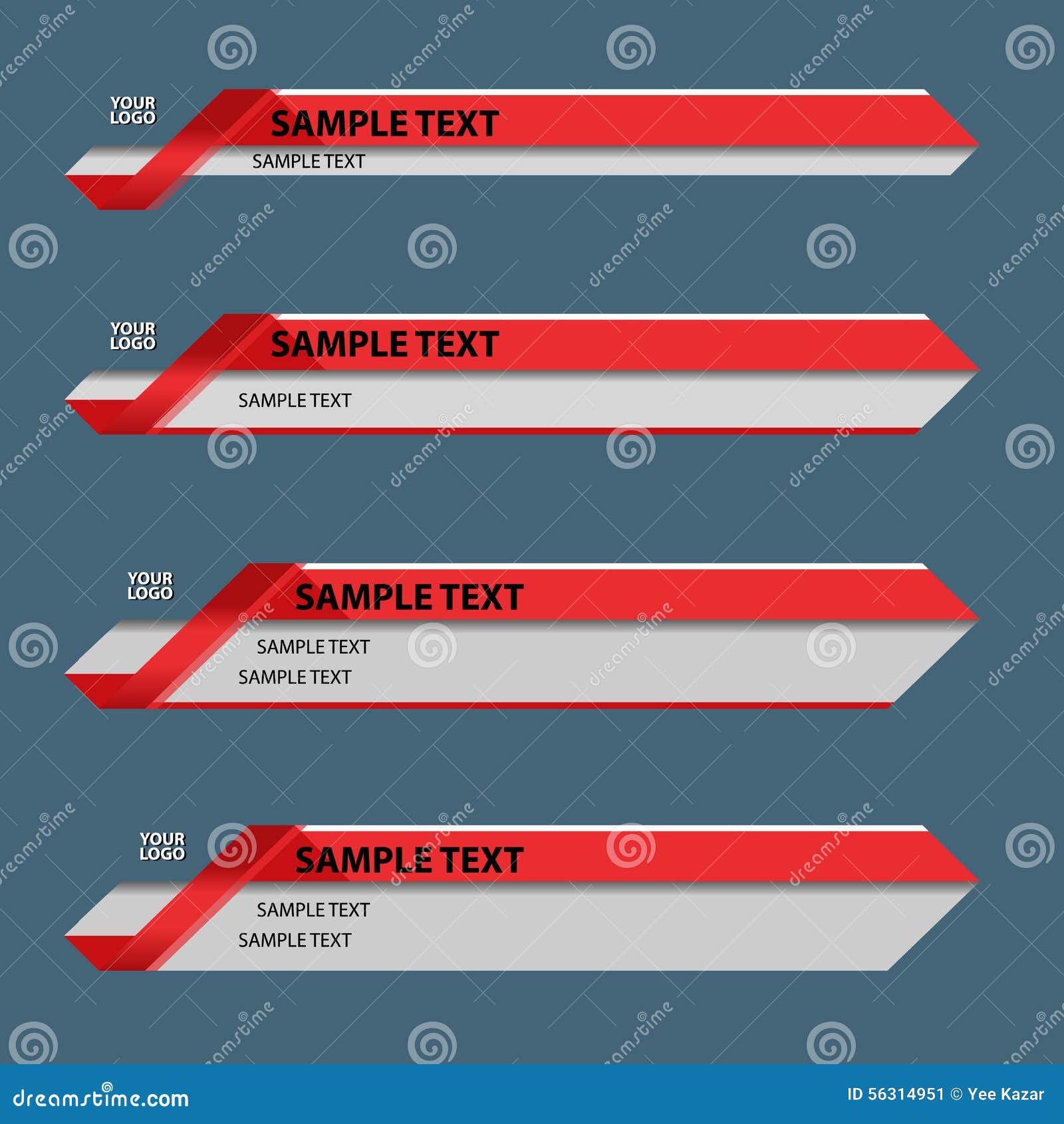 Red lower third banners stock illustration. Illustration of gauge ...