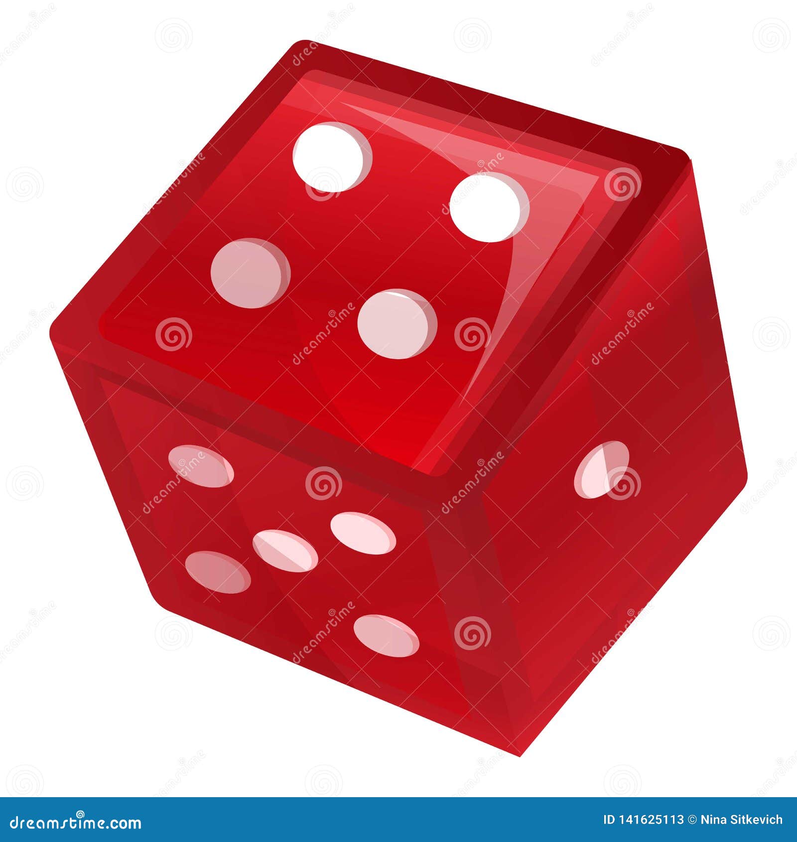 Red Lucky Dice Icon, Cartoon Style Stock Vector - Illustration of ...