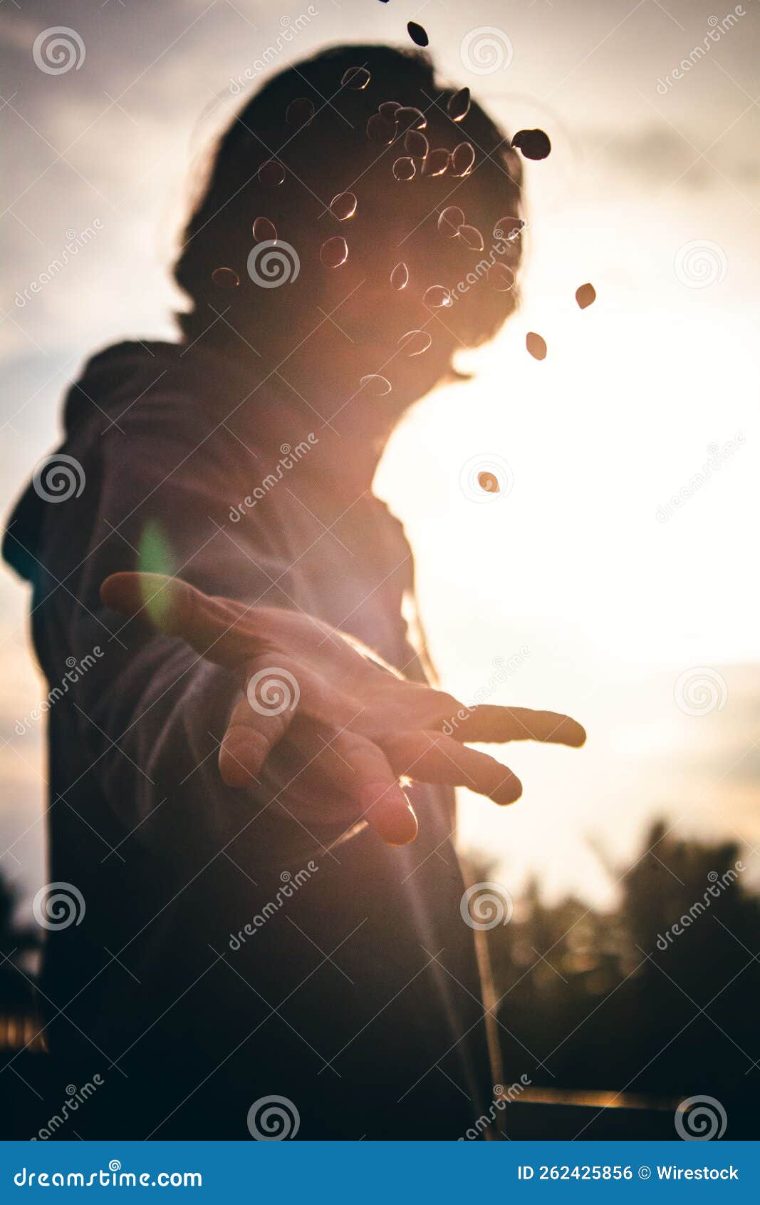 Throwing the Red Lucky Seeds Stock Photo - Image of background, person ...