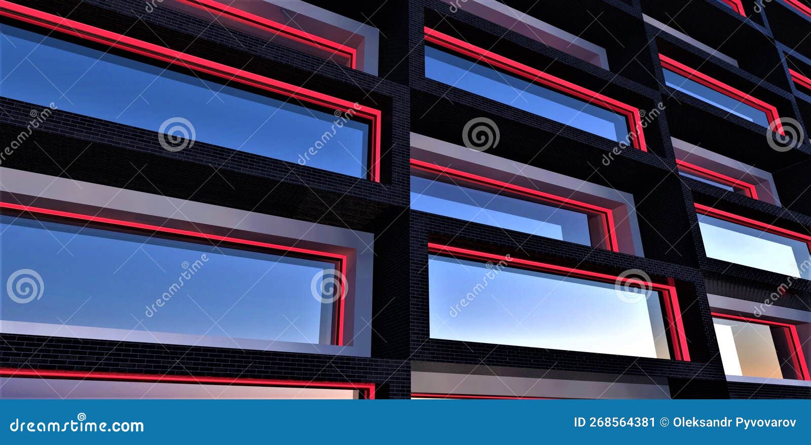 Red Luminous Window Frames As a Day Decor of the Contemporary Apartment ...