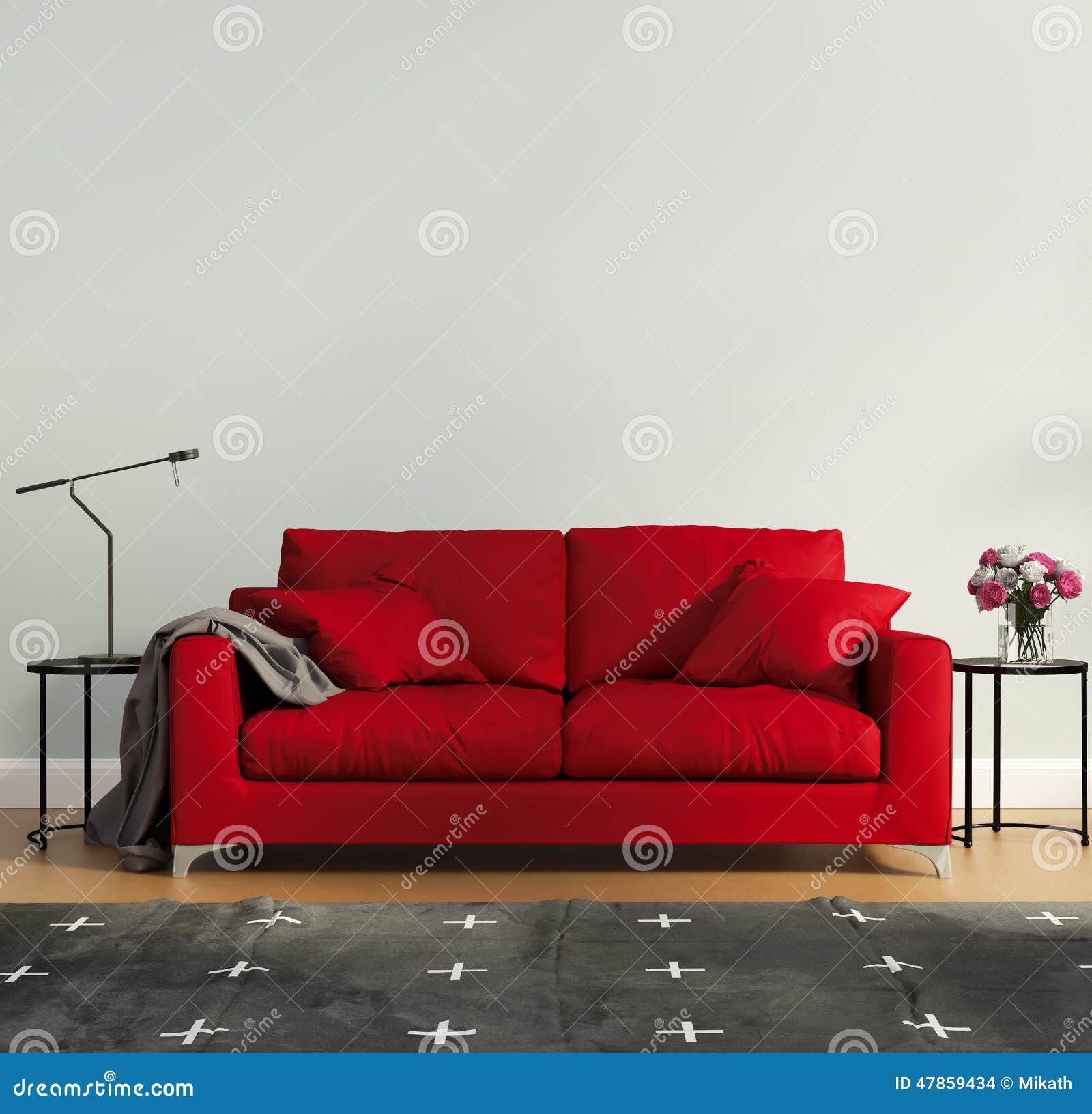 Red Luxury Bedroom with Rug Stock Photo - Image of curtain, inspiration ...