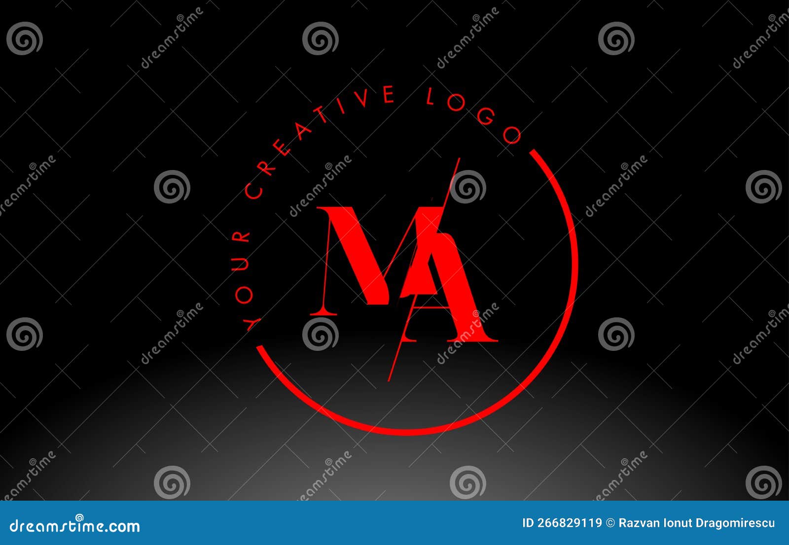 Red MA Serif Letter Logo Design with Creative Intersected Cut Stock ...