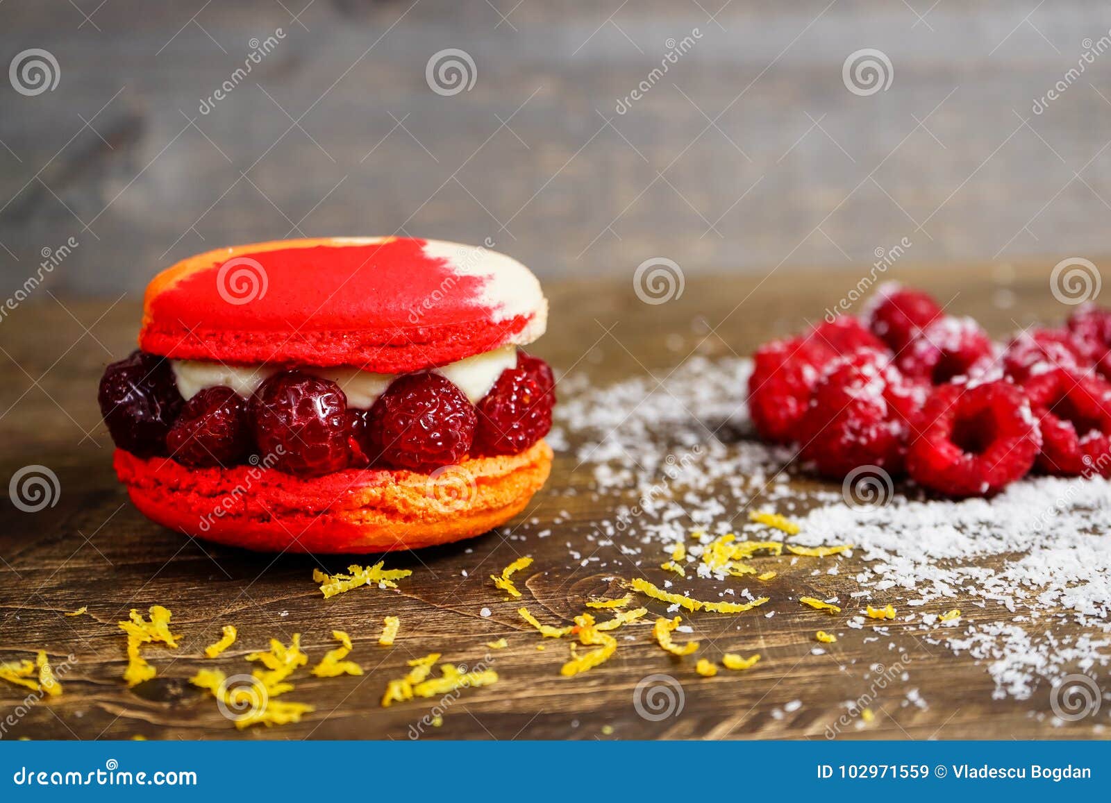 Red macaron closeup stock image. Image of food, baked - 102971559